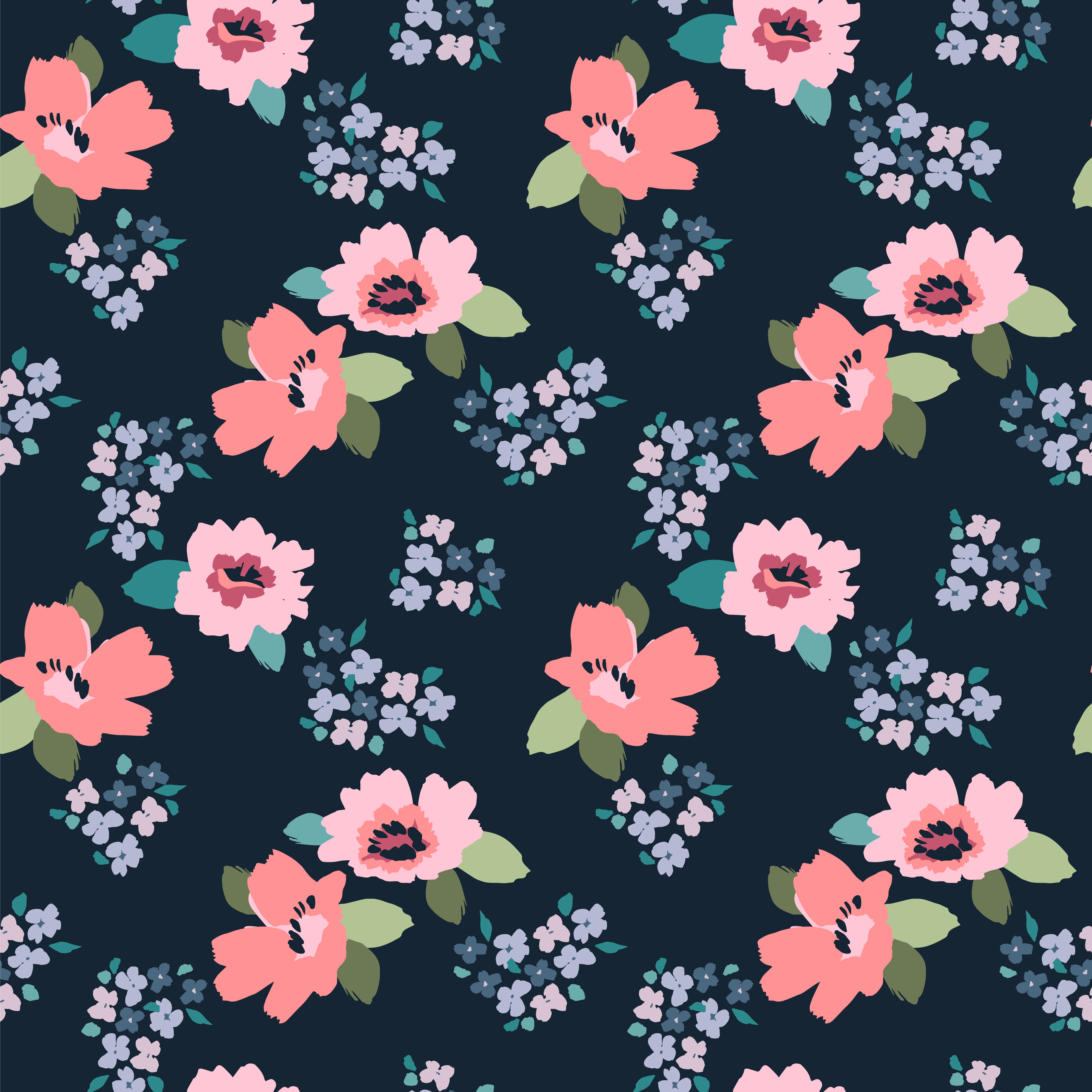 Floral Abstract Seamless Pattern Vector Design For Different Surfases