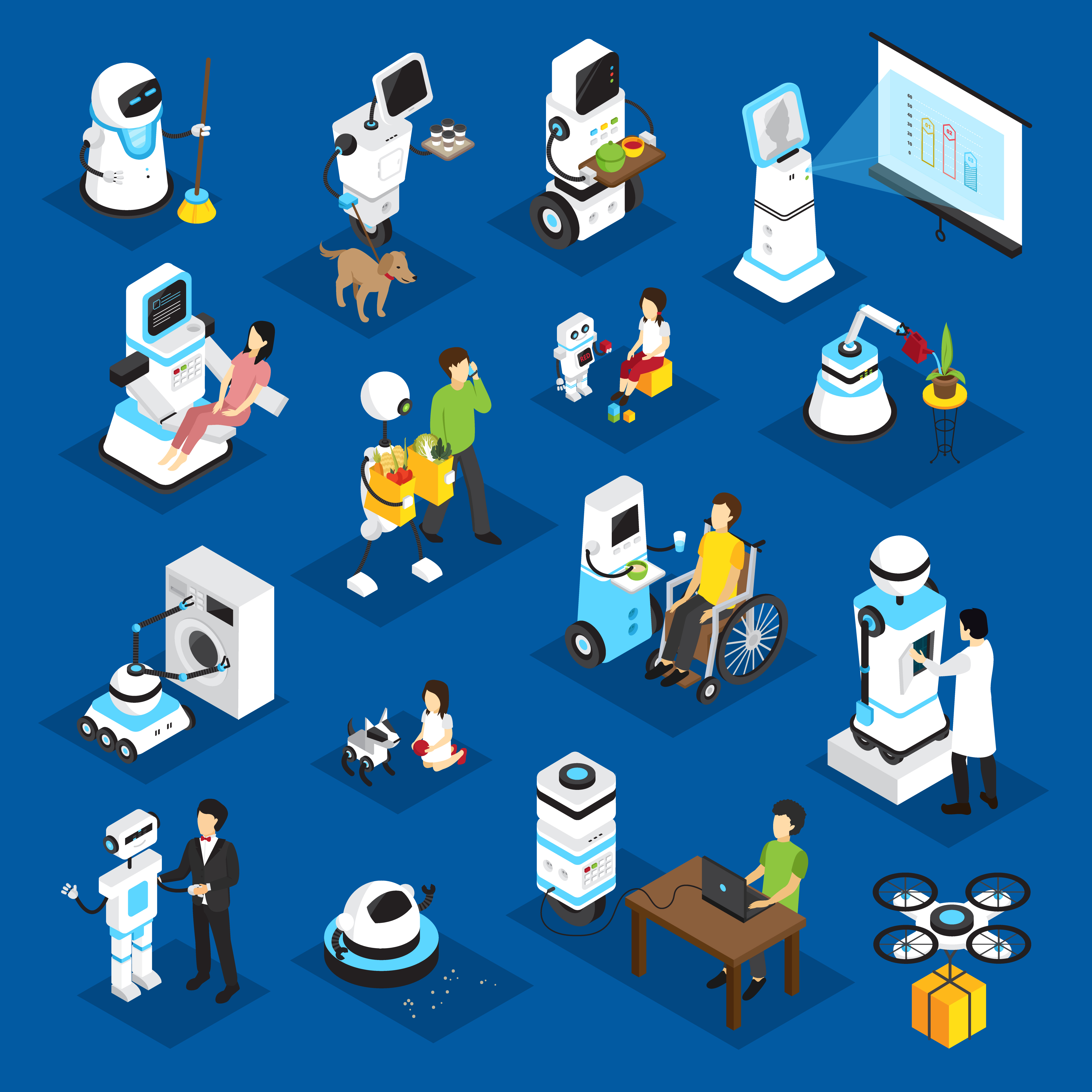 Robots Isometric Set 481033 Vector Art At Vecteezy