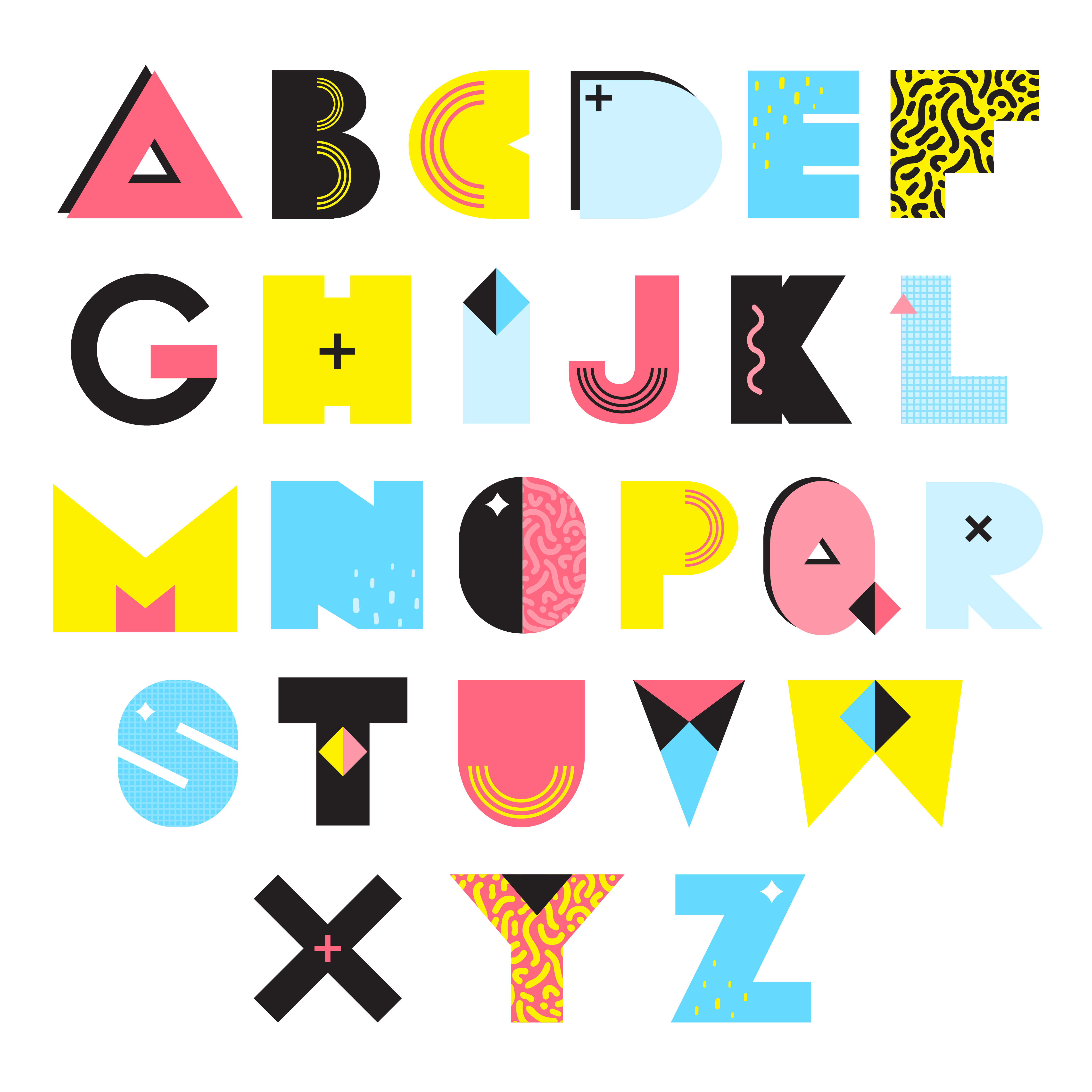 Alphabet Memphis Style Illustration 481186 Vector Art at Vecteezy Alphabet Memphis Style Illustration 481186 Vector Art at Vecteezy