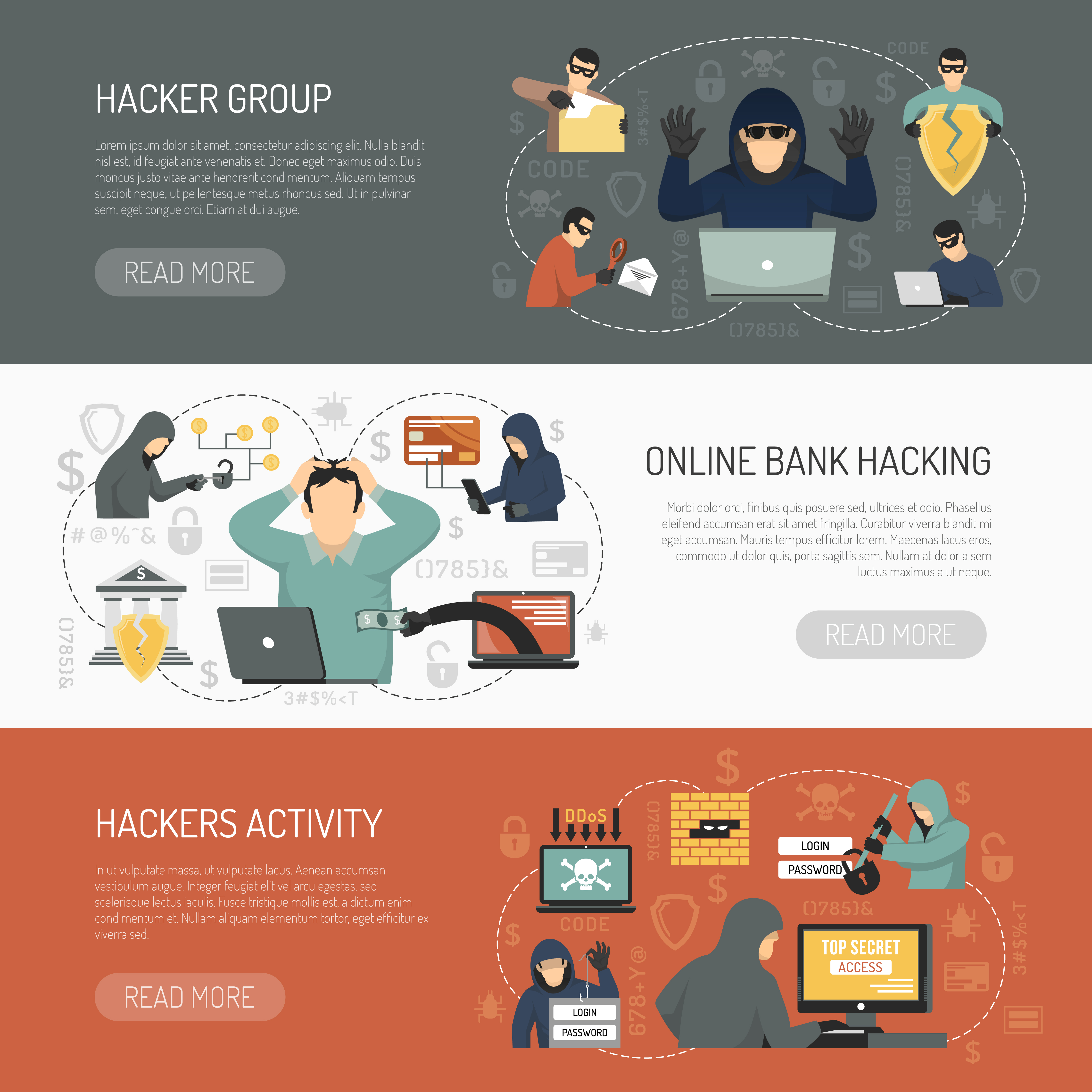 Hacker Horizontal Banner Set 481408 Vector Art At Vecteezy