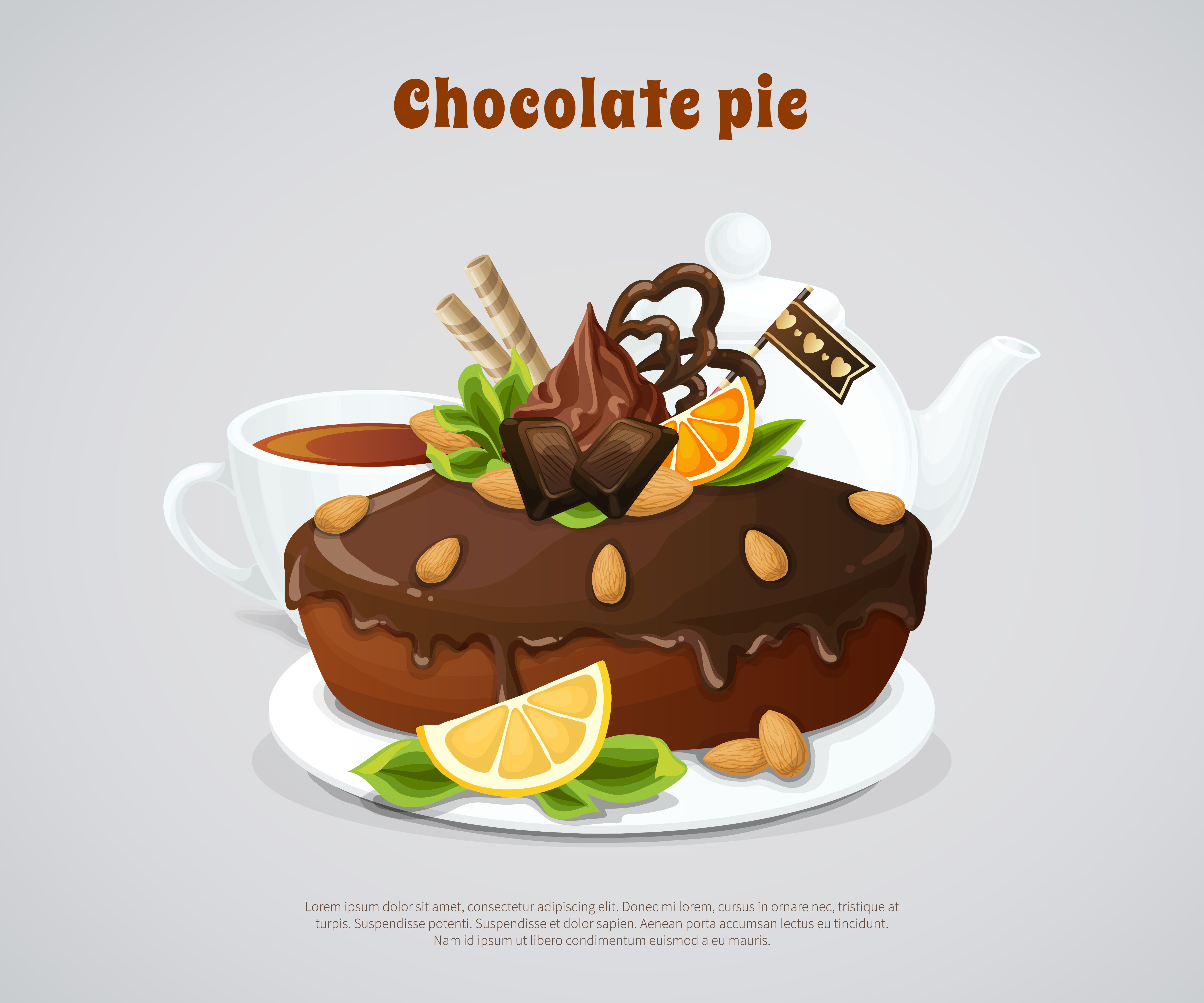 Glazed Chocolate Pie Illustration 481492 Vector Art At Vecteezy