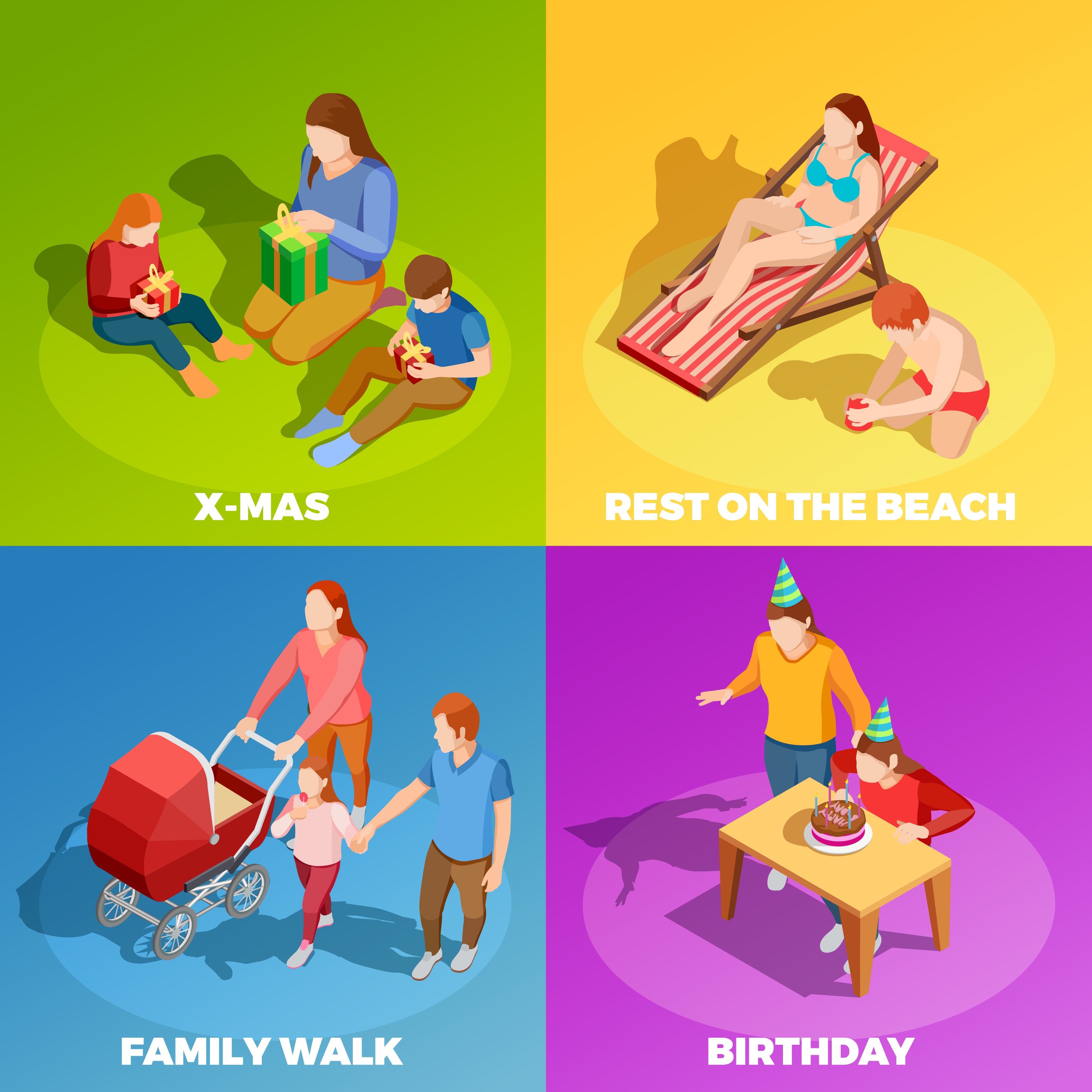 Family Activities 4 Isometric Icons Square 482380 Vector Art at Vecteezy Family Activities 4 Isometric Icons Square 482380 Vector Art at Vecteezy