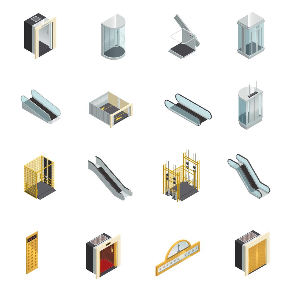 Elevator Isometric Elements Set 482950 Vector Art at Vecteezy