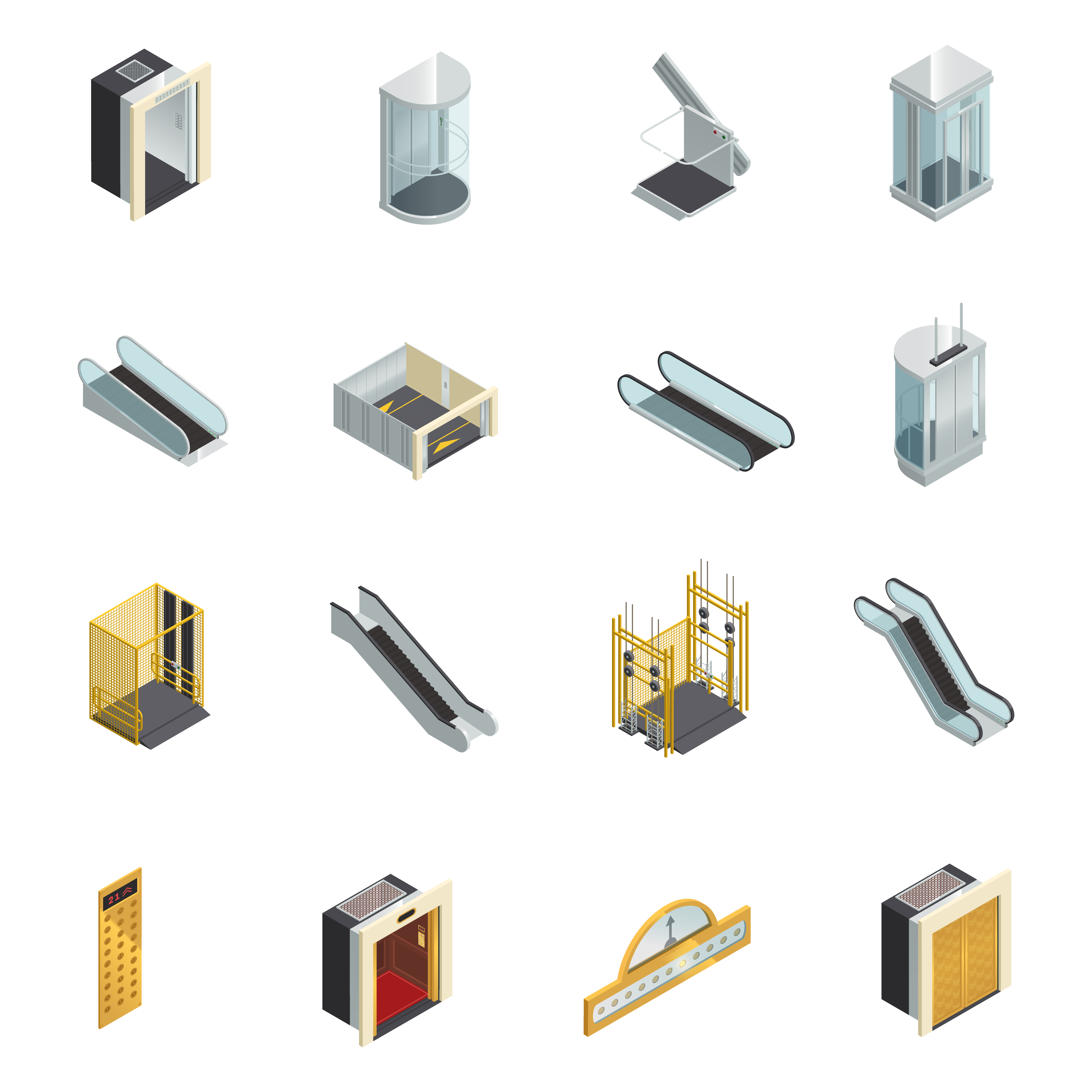 Elevator Isometric Elements Set 482950 Vector Art at Vecteezy
