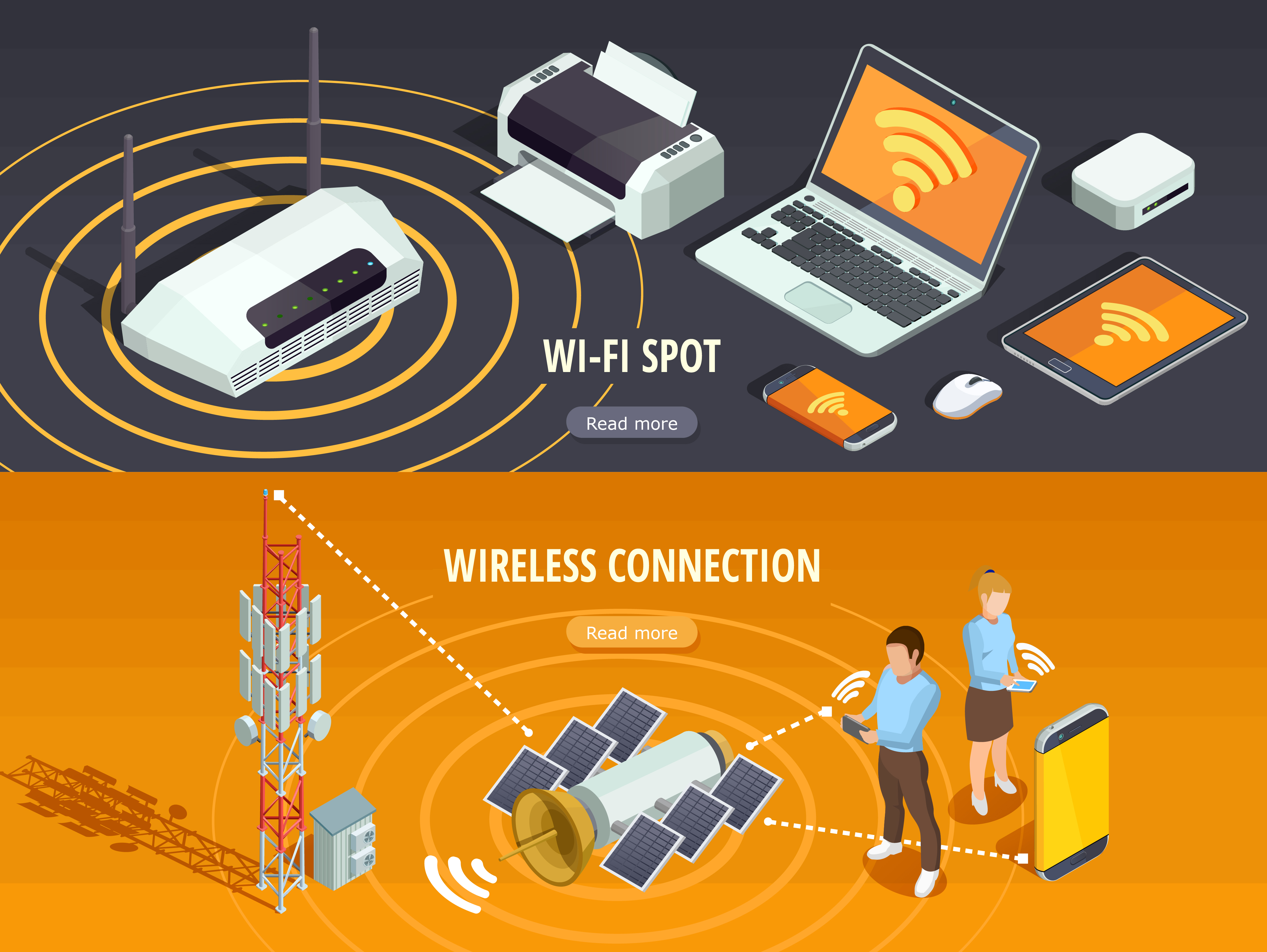 Wireless Technology Isometric Horizontal Banners Set 483324 Vector Art ... Wireless Technology Isometric Horizontal Banners Set 483324 Vector Art ...