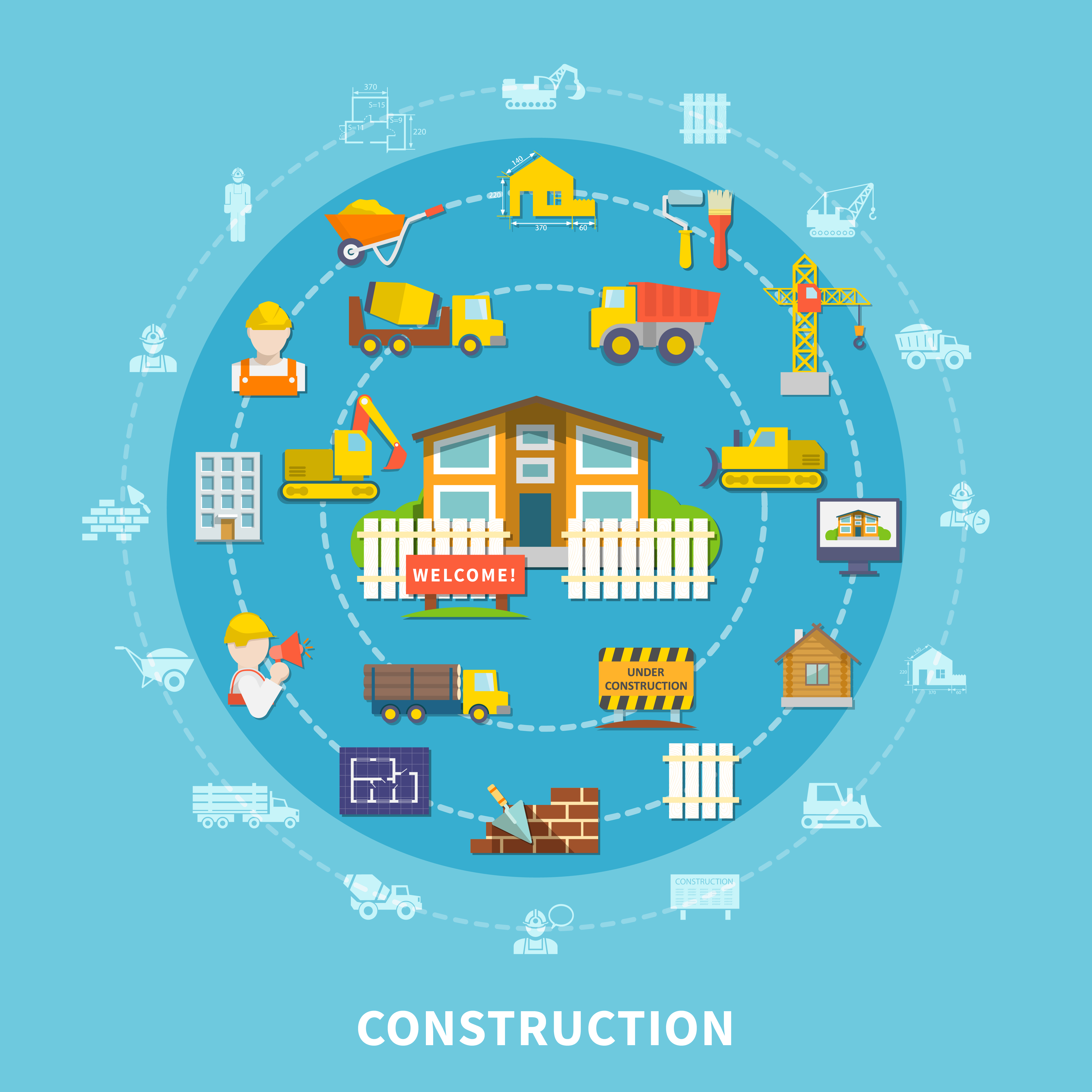 Flat Construction Elements 483480 Vector Art at Vecteezy