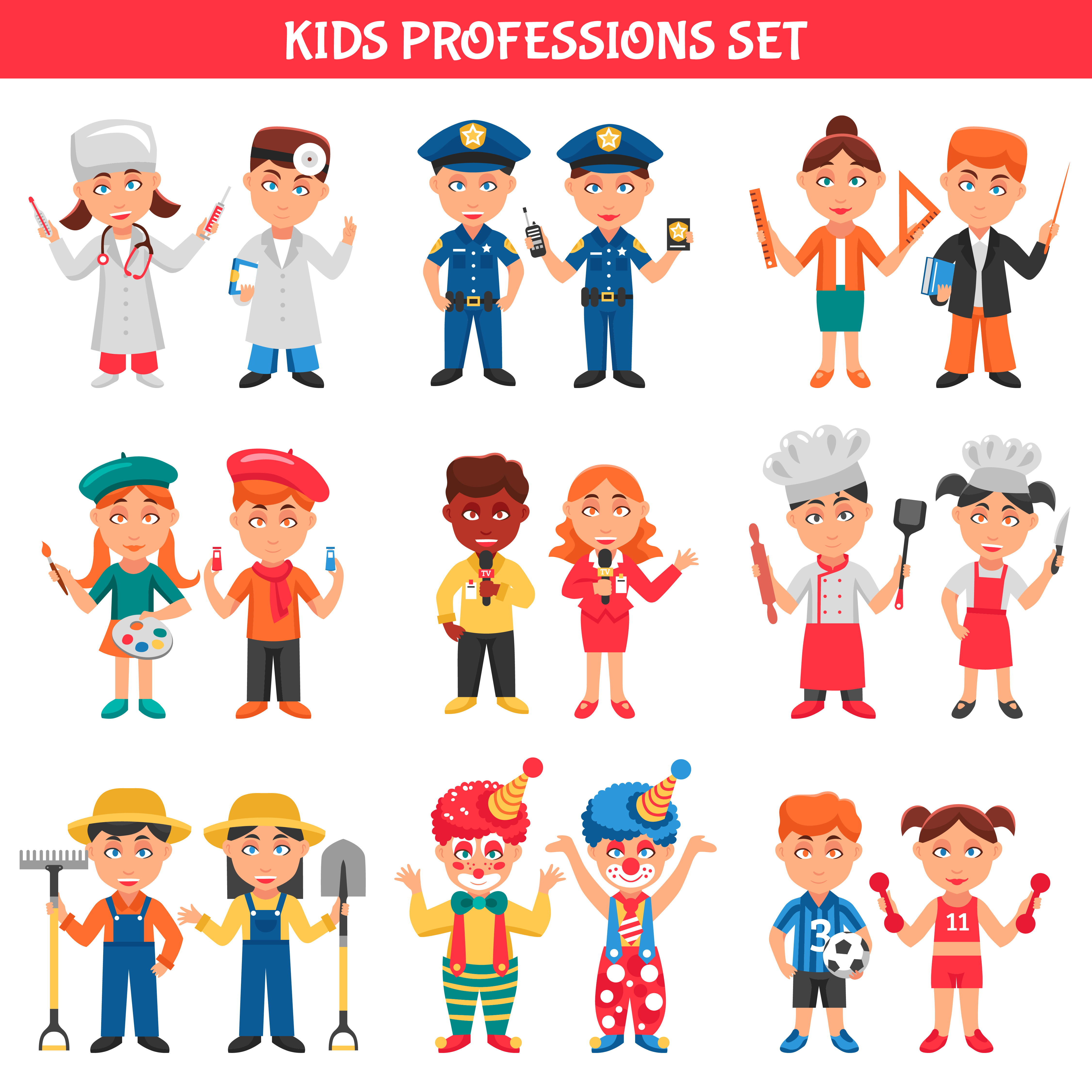Professions Kids Set 483657 Vector Art at Vecteezy Professions Kids Set 483657 Vector Art at Vecteezy