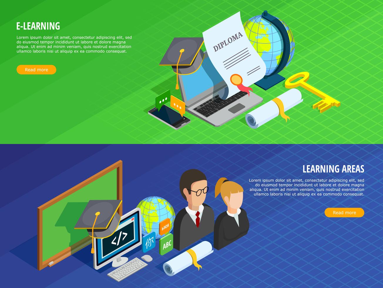E-learning Banners Set 484568 Vector Art at Vecteezy
