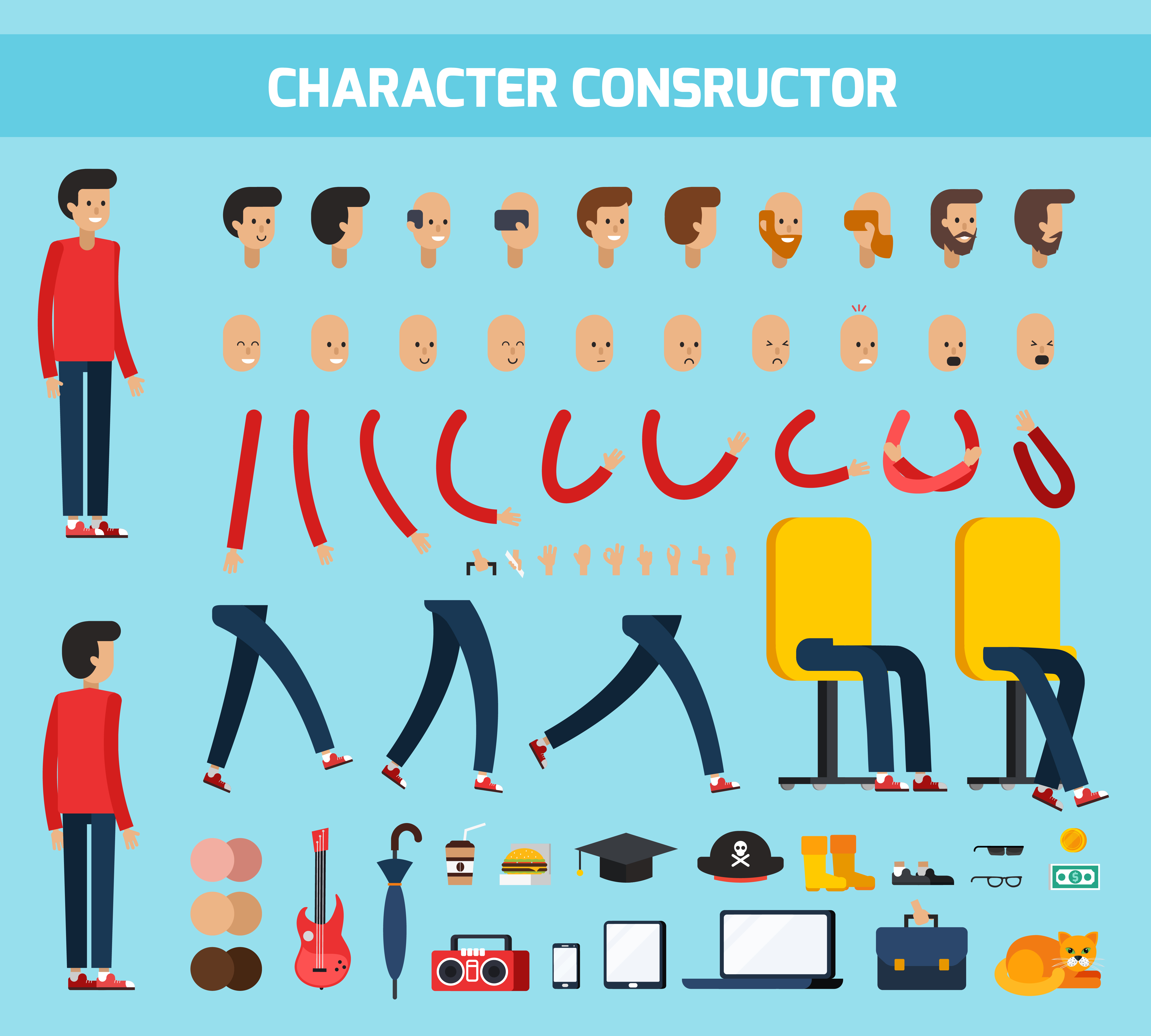 Male Character Constructor Flat Composition 492102 Vector Art At Vecteezy