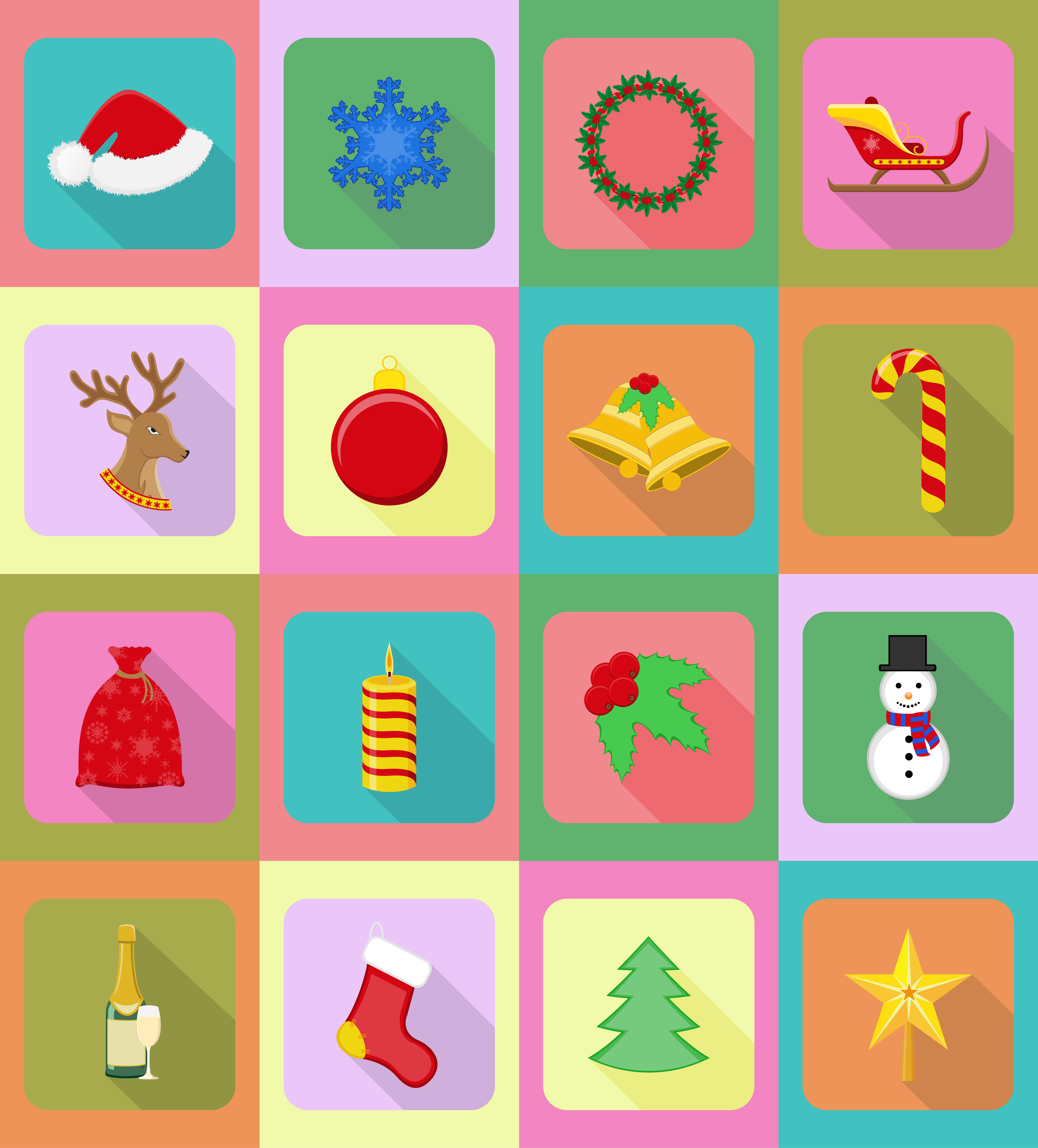 christmas and new year flat icons vector illustration 493324 Vector Art ...