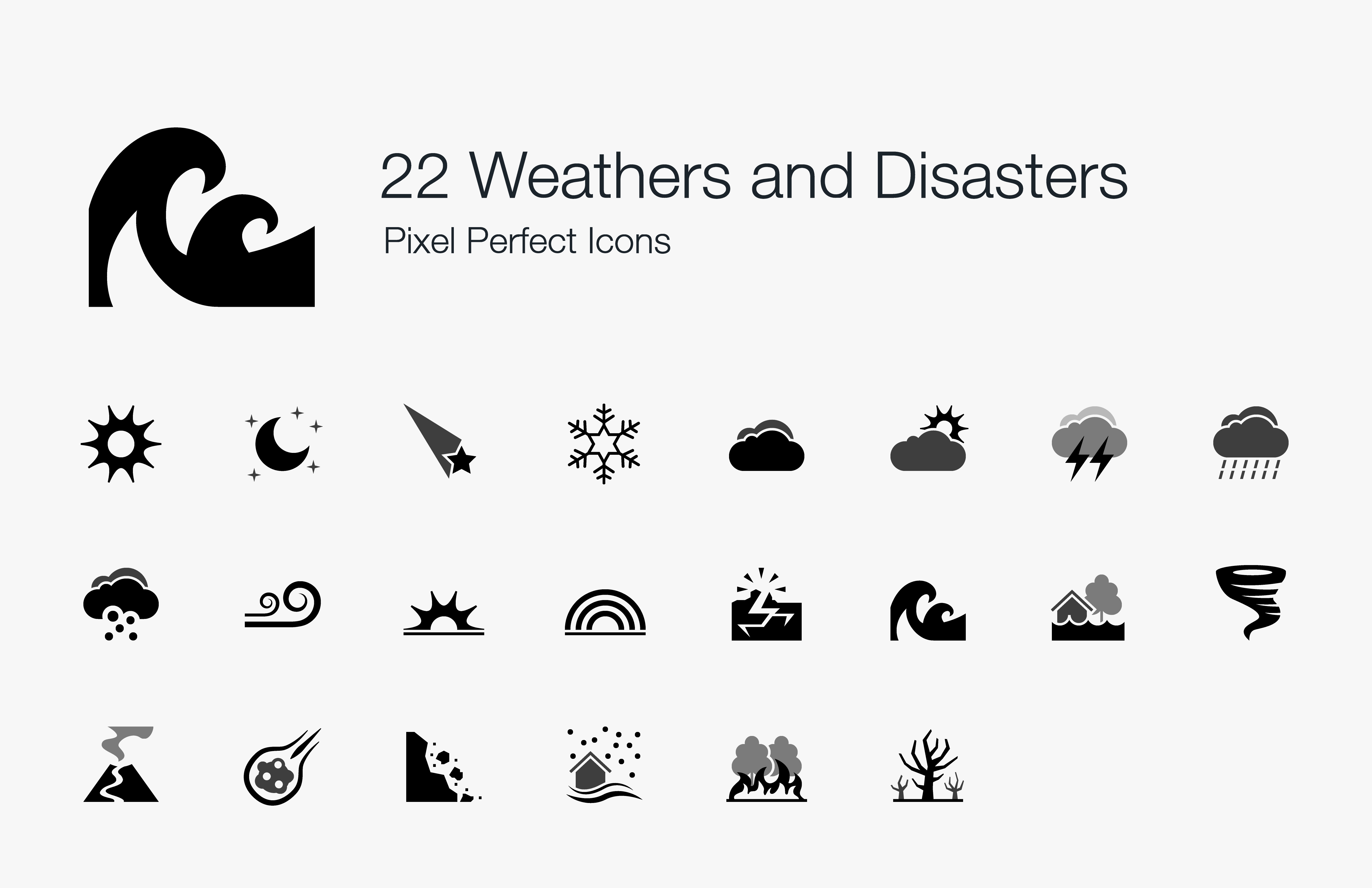 22 Weathers and Disasters Pixel Perfect Icons. 502981 Vector Art at ...