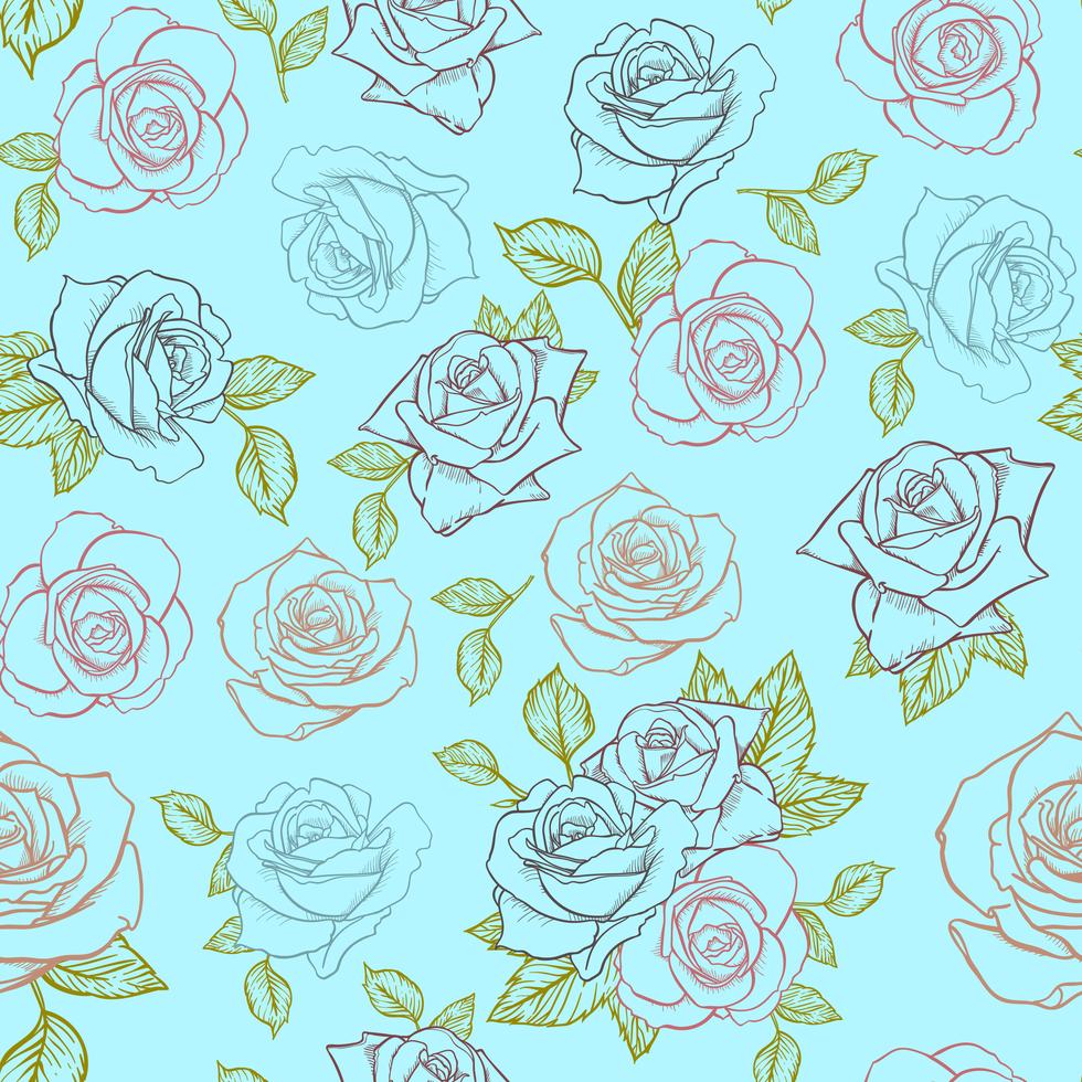 Flower Rose Seamless Pattern Vector Floral Rose Seamless Pattern