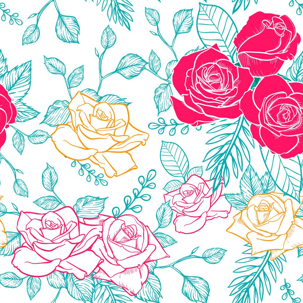 Flower Rose Seamless Pattern Vector Floral Rose Seamless Pattern