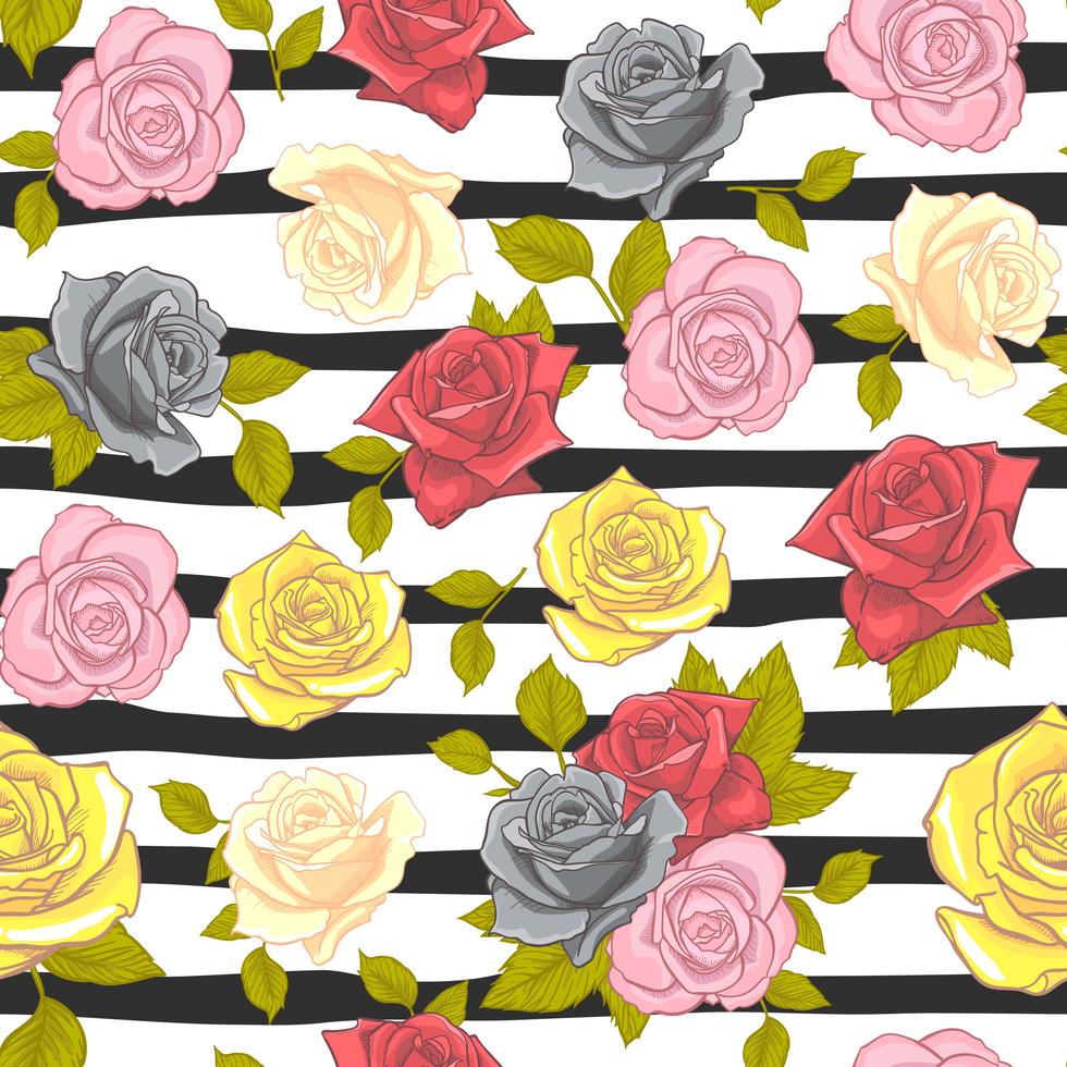 Flower Rose Seamless Pattern Vector Floral Rose Seamless Pattern