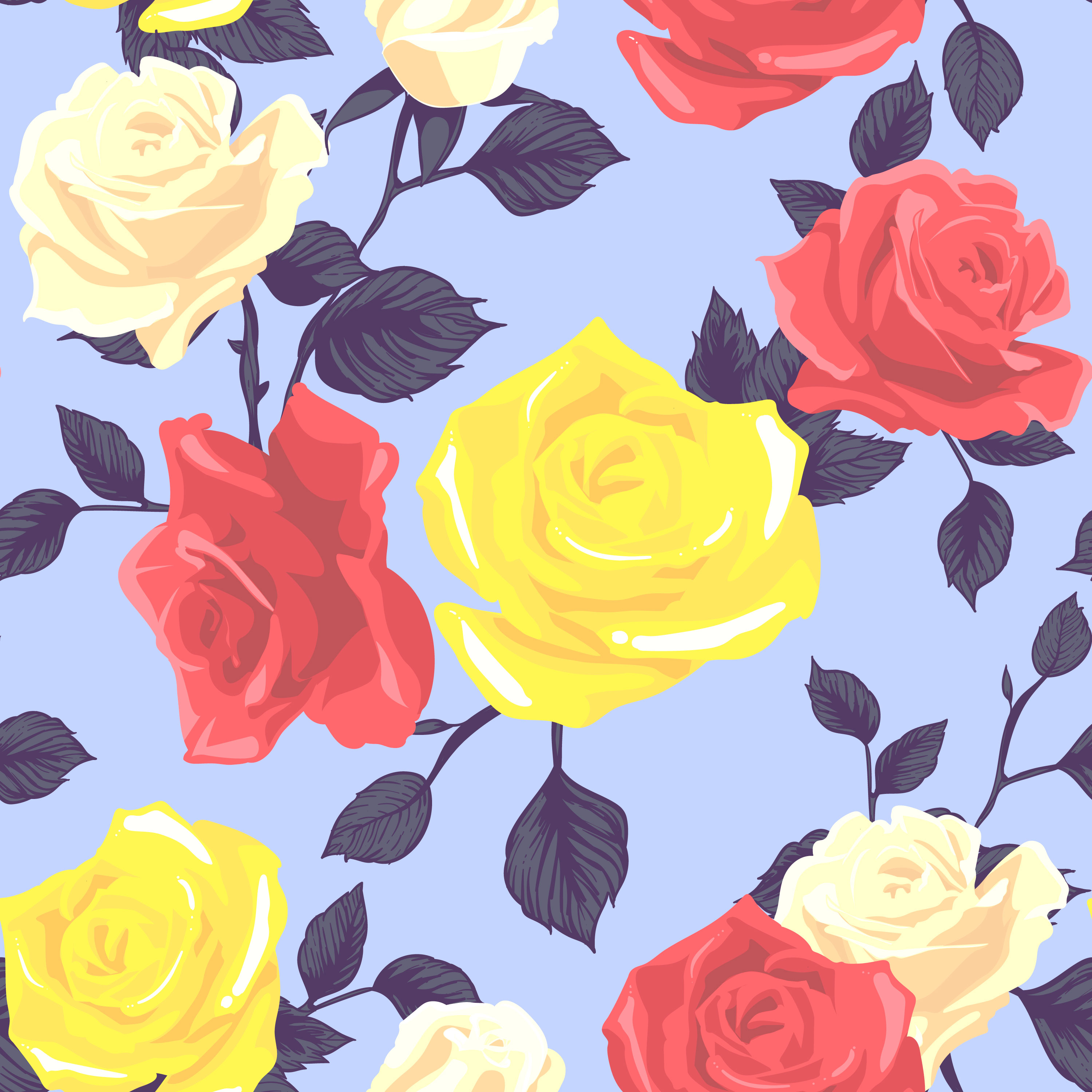 Flower Rose Seamless Pattern Vector Floral Rose Seamless Pattern