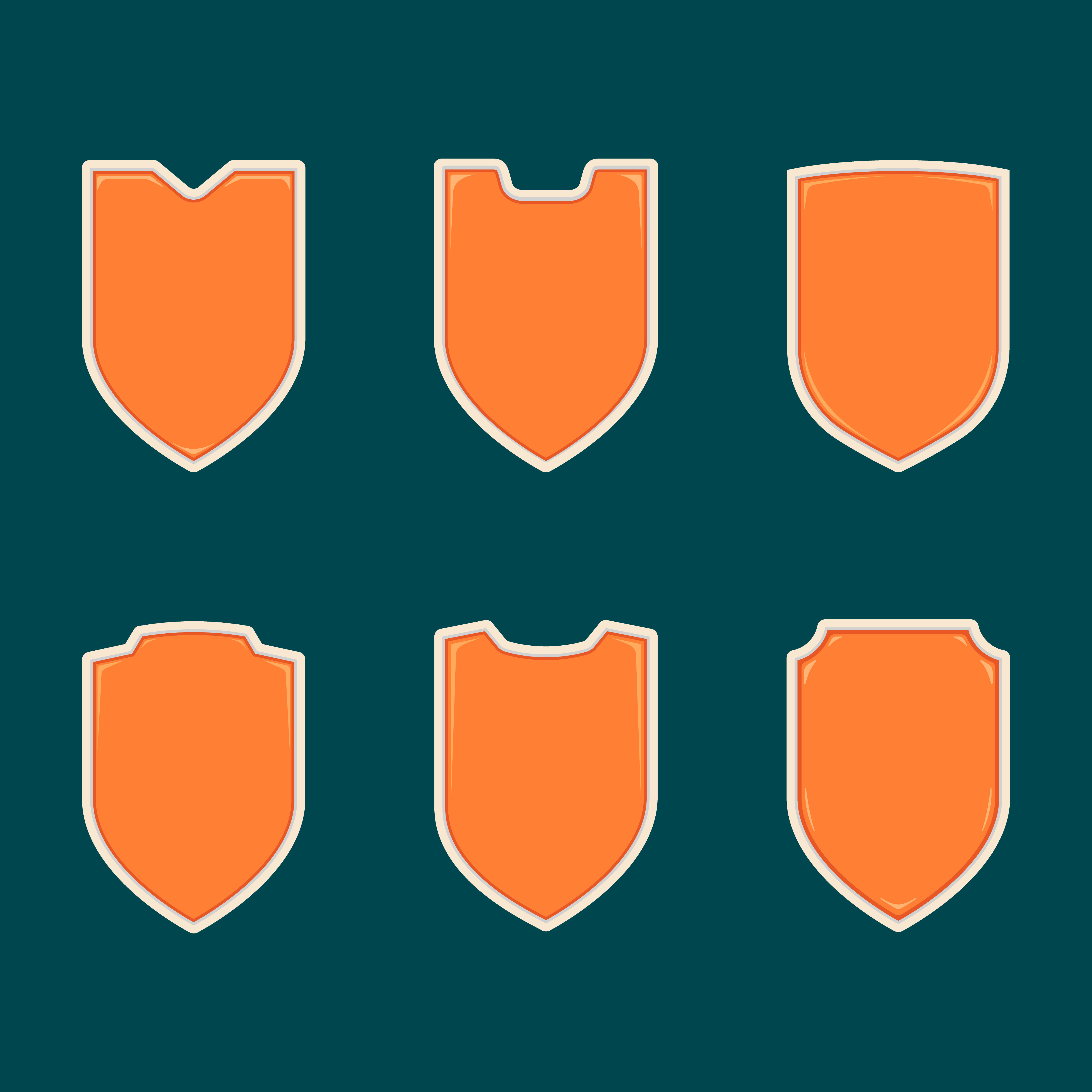 Blank orange shield badge shape template set collection 506836 Vector ...