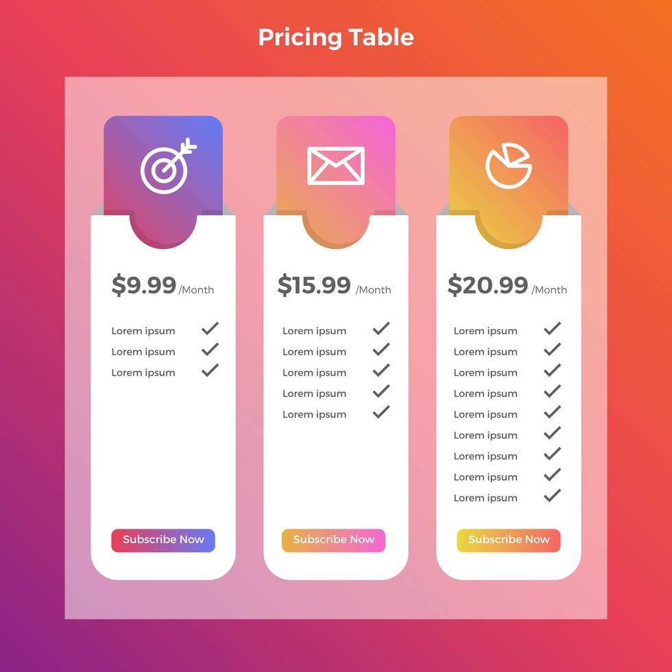 Flat Pricing Table 511196 Vector Art at Vecteezy