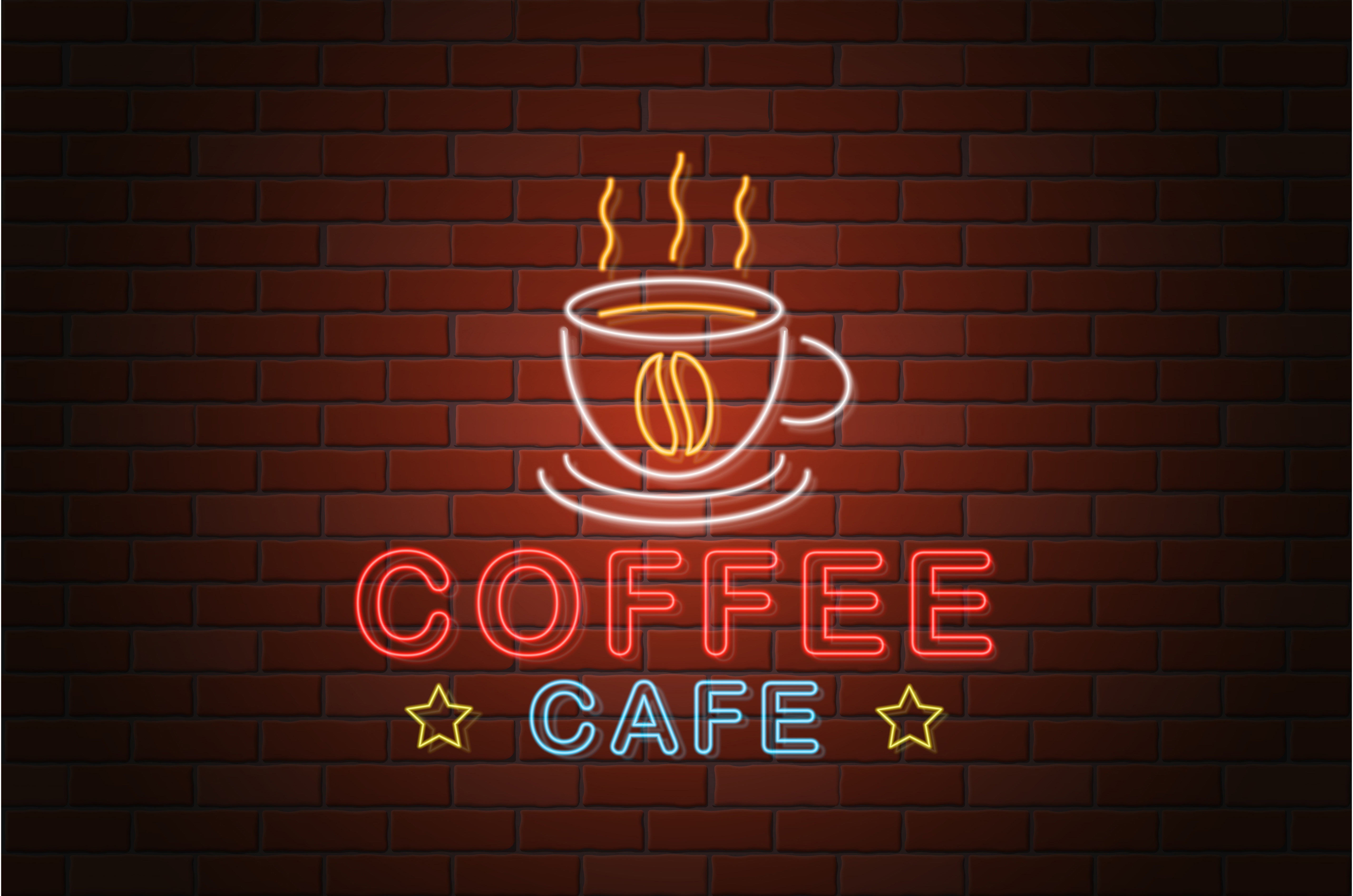 Glowing Neon Signboard Coffee Cafe Vector Illustration 513149 Vector Art At Vecteezy