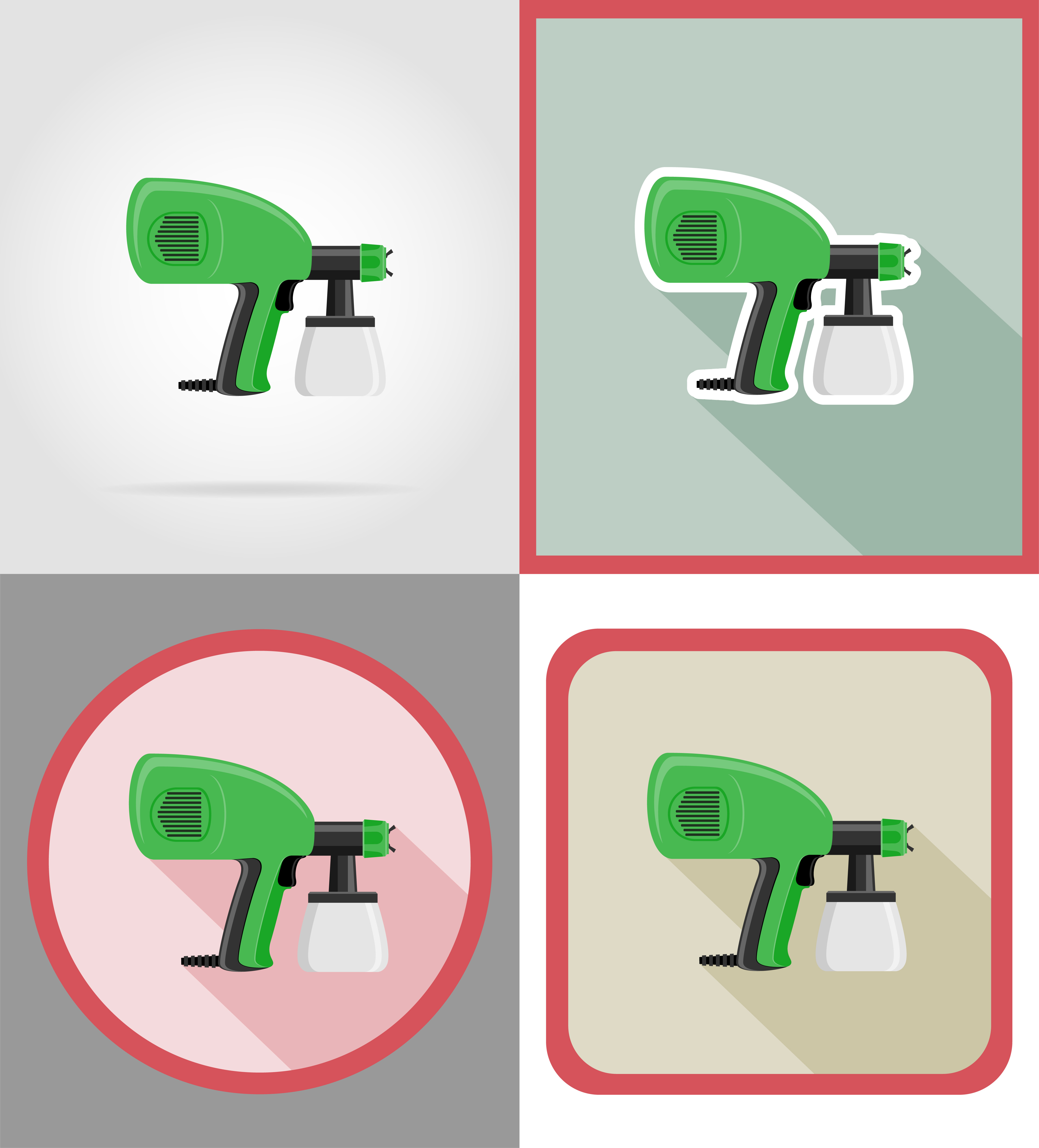 electric airbrush tools for construction and repair flat icons vector ... electric airbrush tools for construction and repair flat icons vector ...