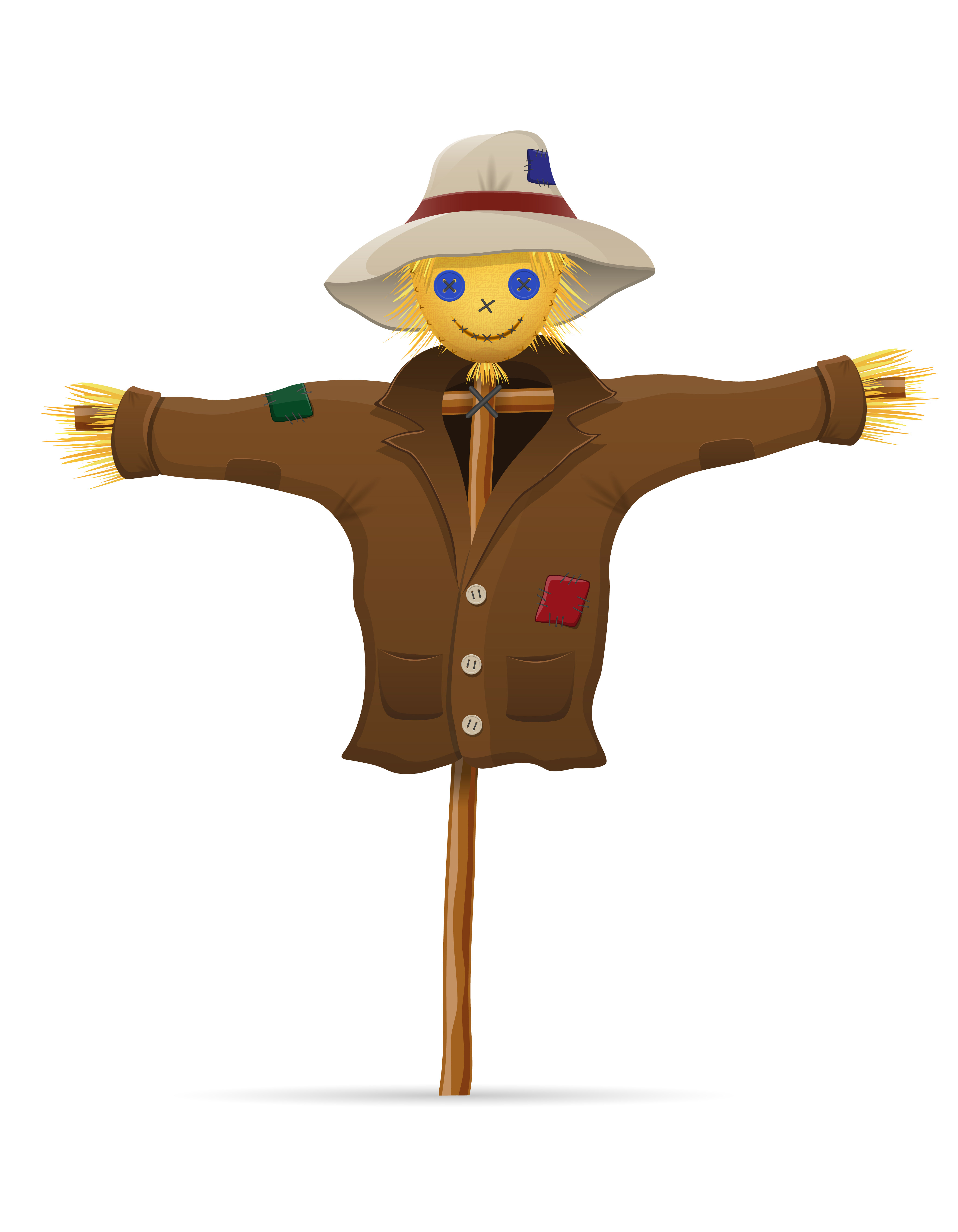 Scarecrow Straw In A Coat And Hat Vector Illustration 515624 Vector Art At Vecteezy