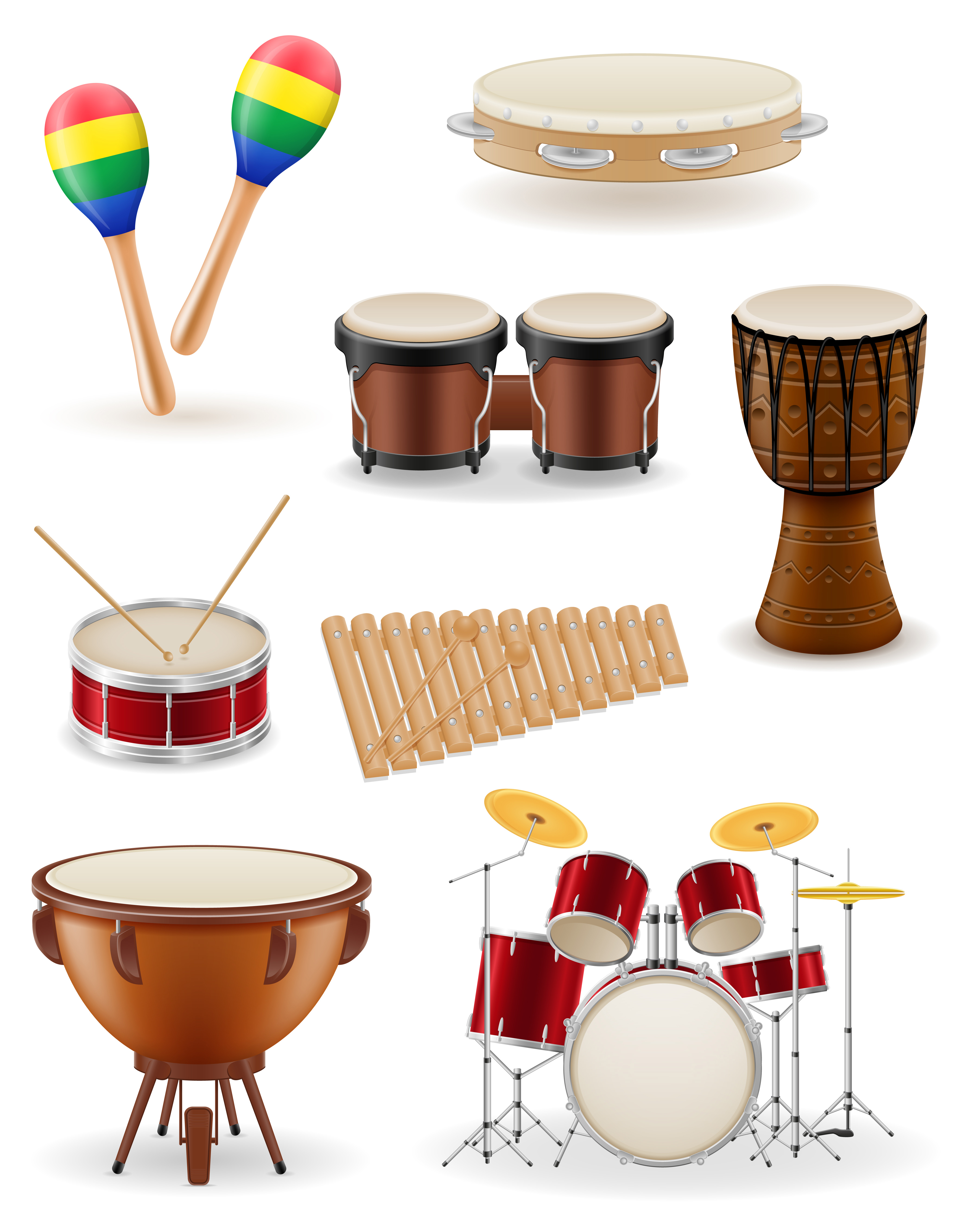percussion musical instruments set icons stock vector illustration ... percussion musical instruments set icons stock vector illustration ...