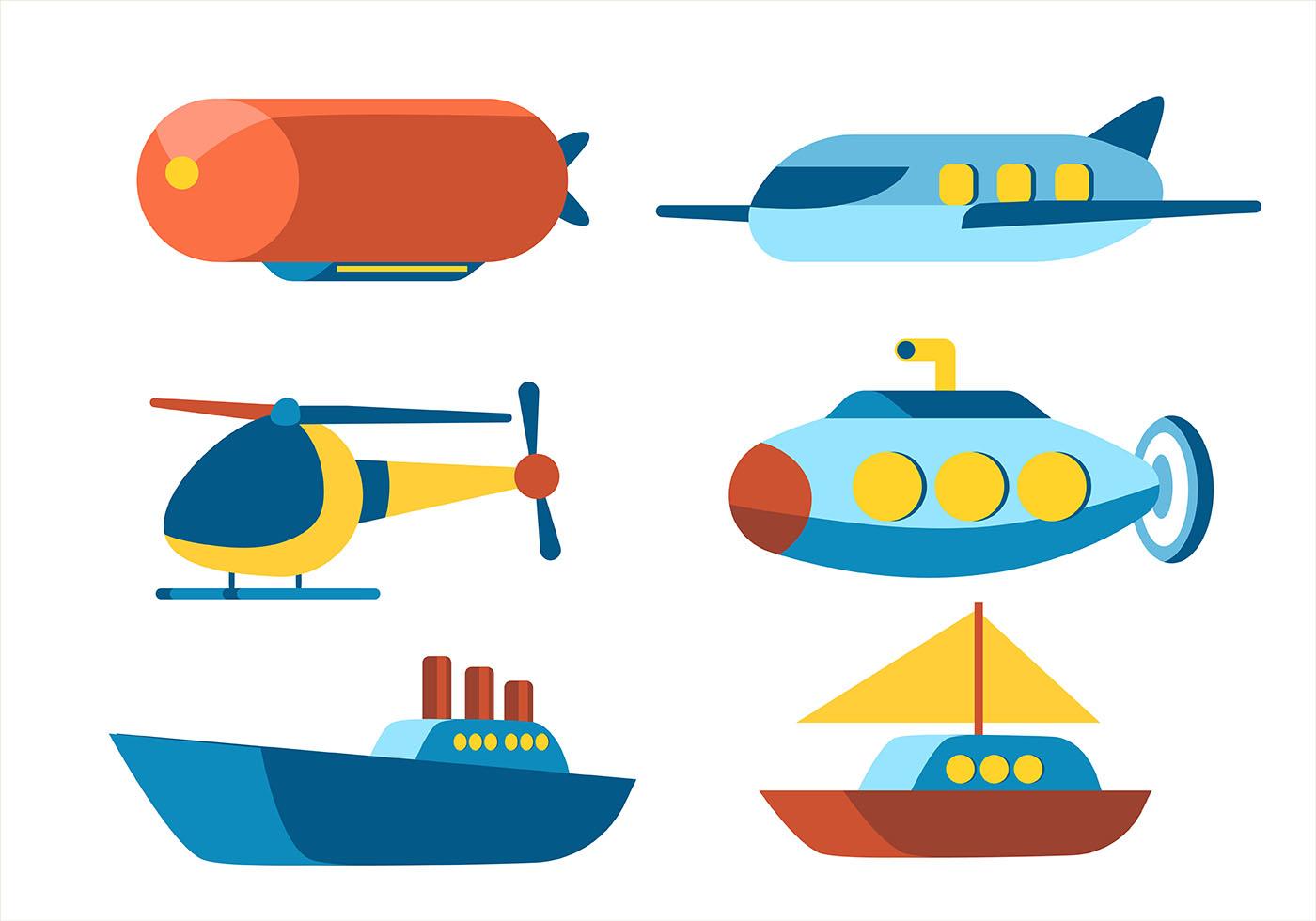 Air and Water Transportation Clipart Set 517027 Vector Art at Vecteezy