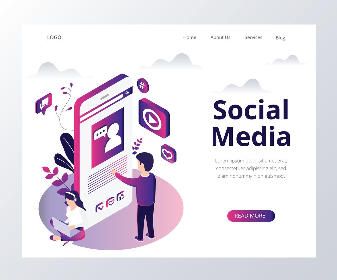 Social Media Isometric Artwork Concept 517635 Vector Art At Vecteezy