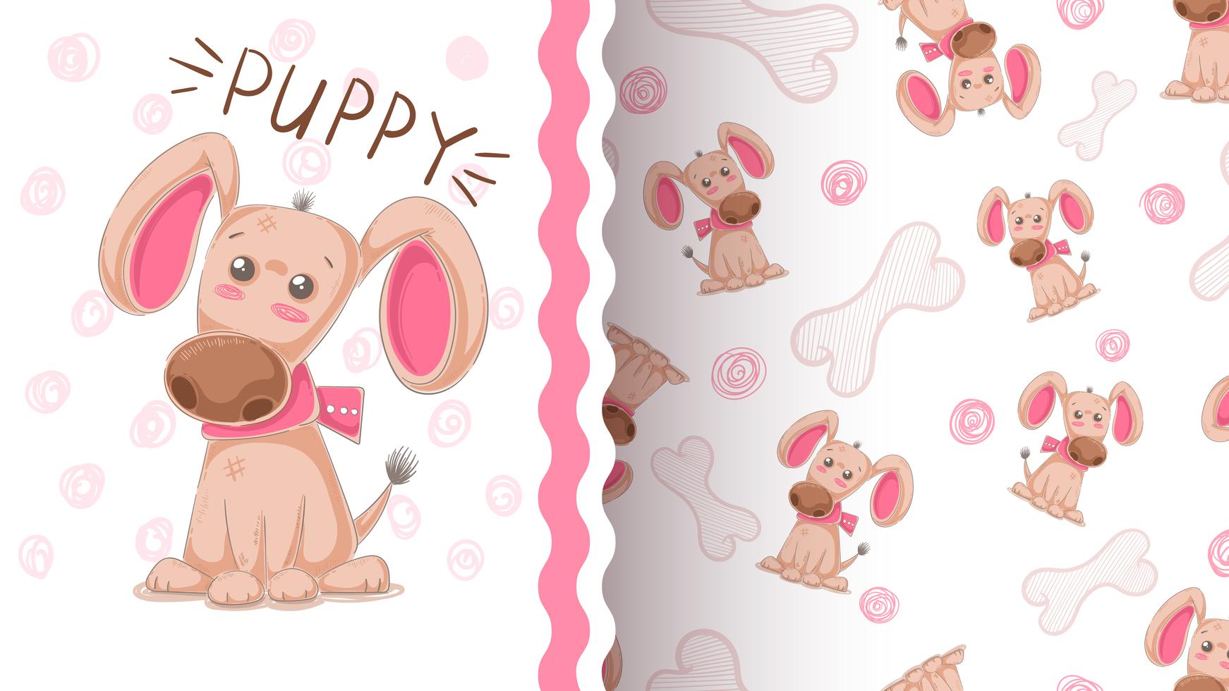 Cute dog, puppy - seamless pattern. 517891 Vector Art at Vecteezy