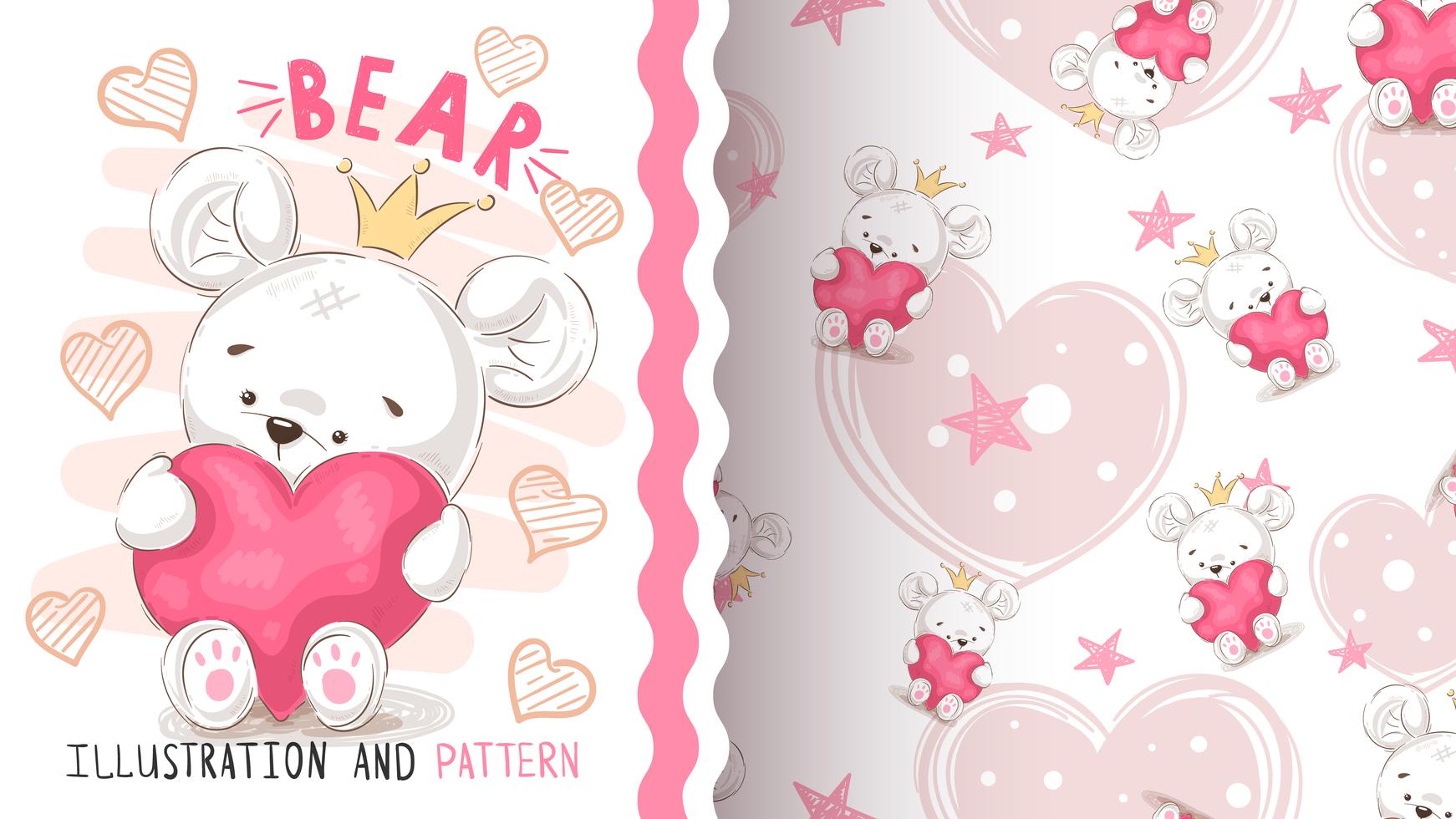 Bear with heart - seamless pattern. 518188 Vector Art at Vecteezy
