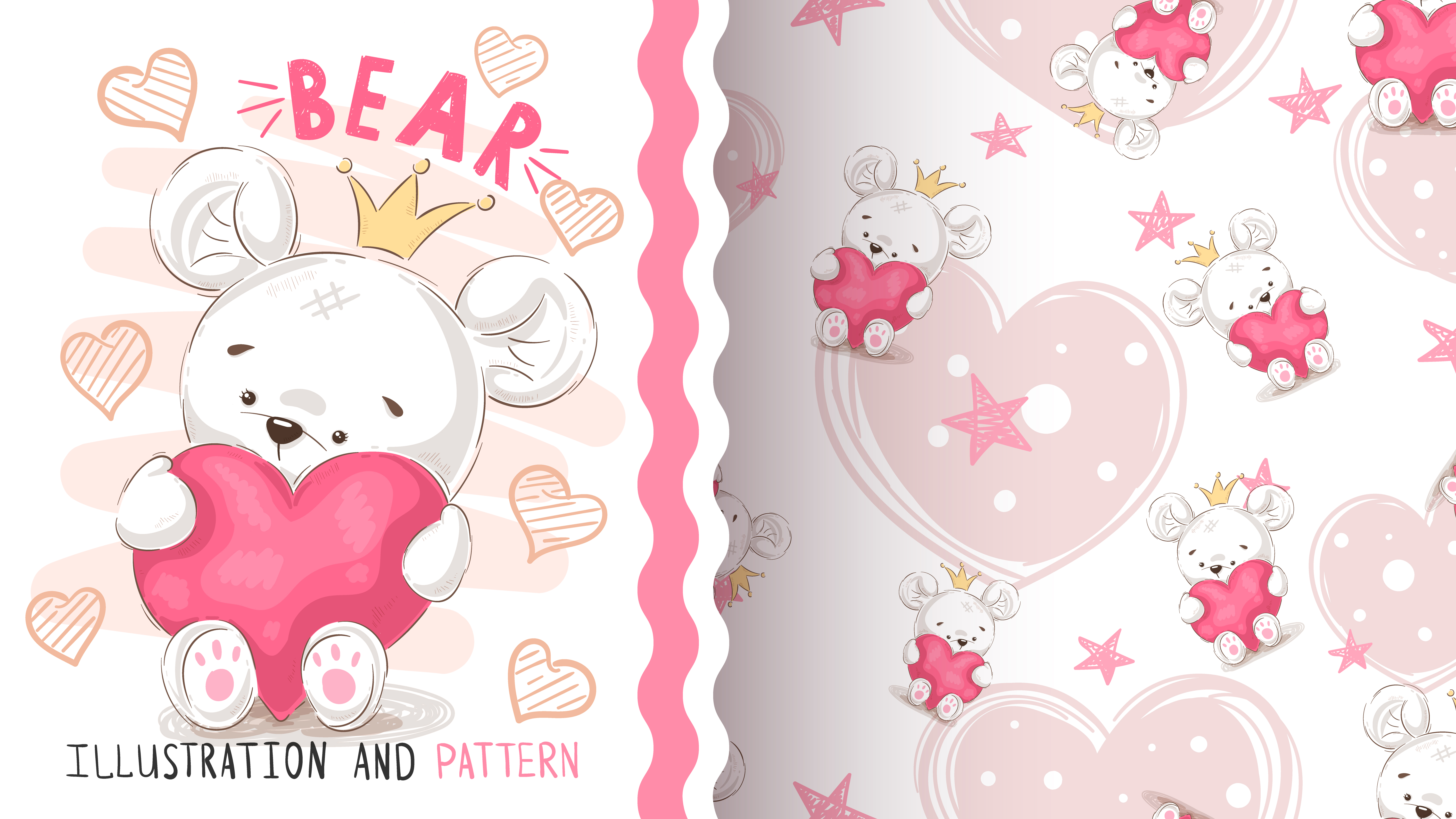 Bear with heart - seamless pattern. 518188 Vector Art at Vecteezy