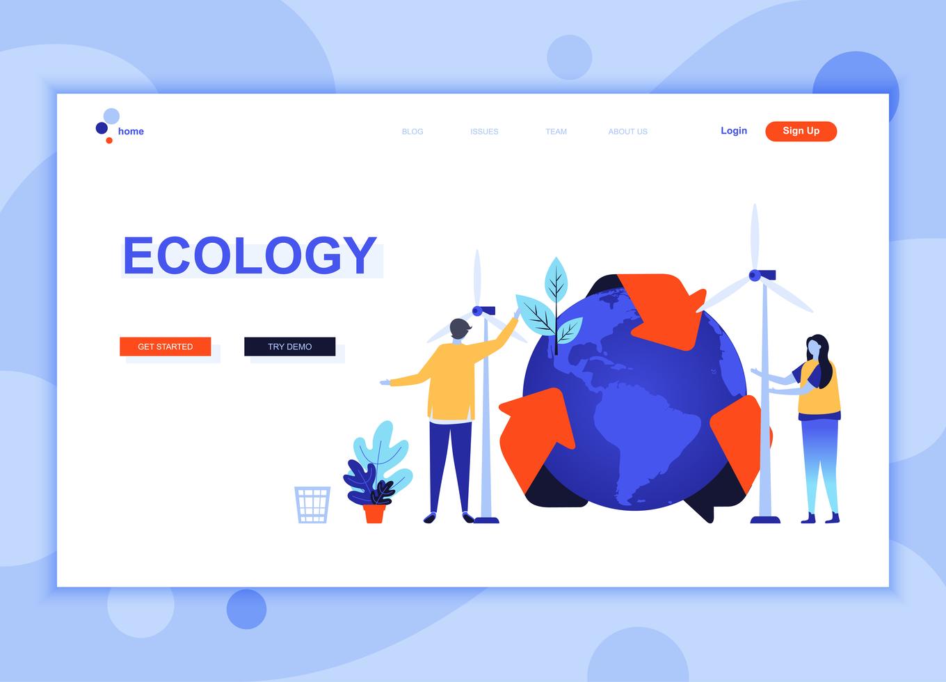 Modern flat web page design template concept of Ecology Earth decorated ...