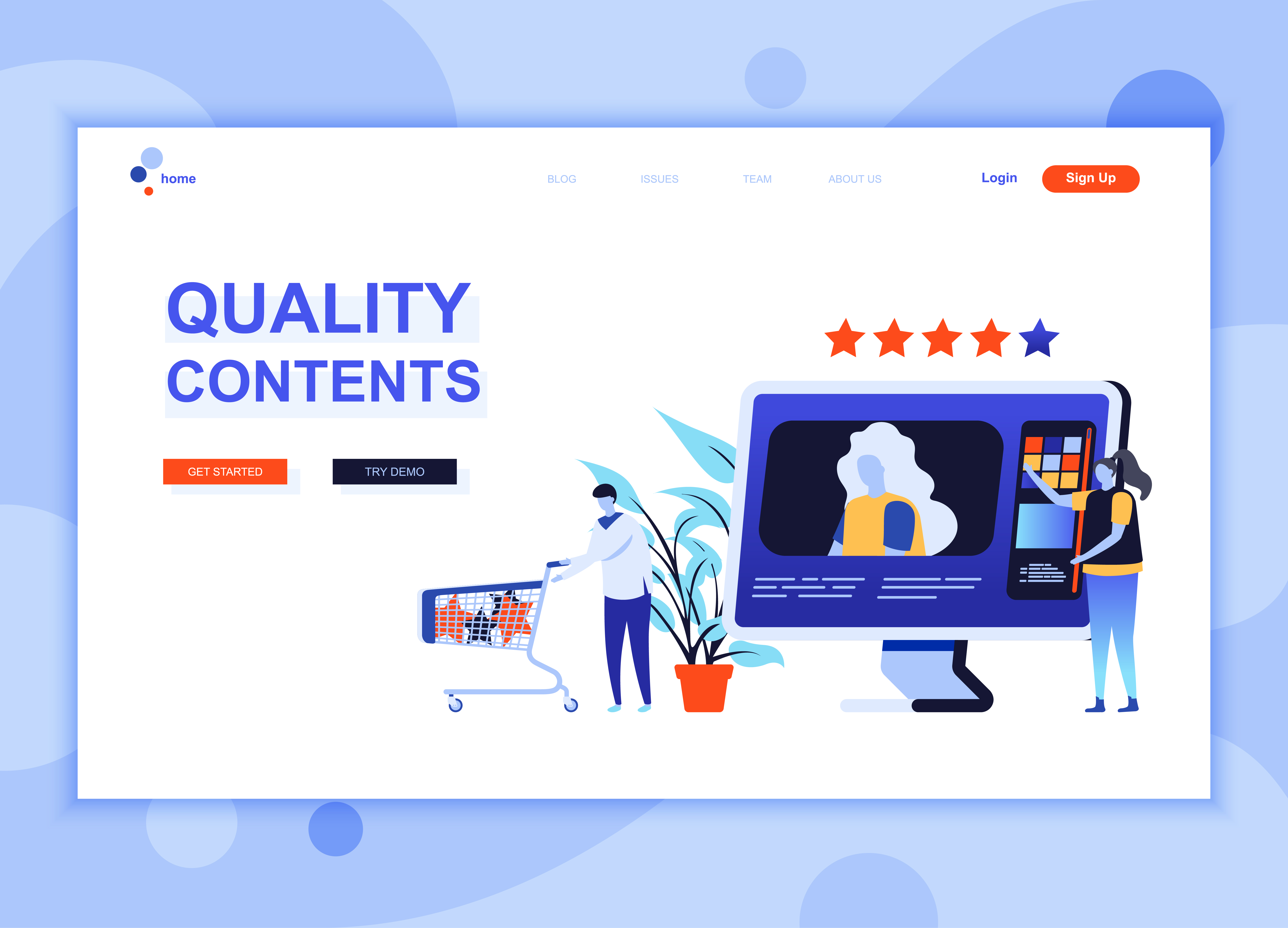Modern flat web page design template concept of Quality Content ...