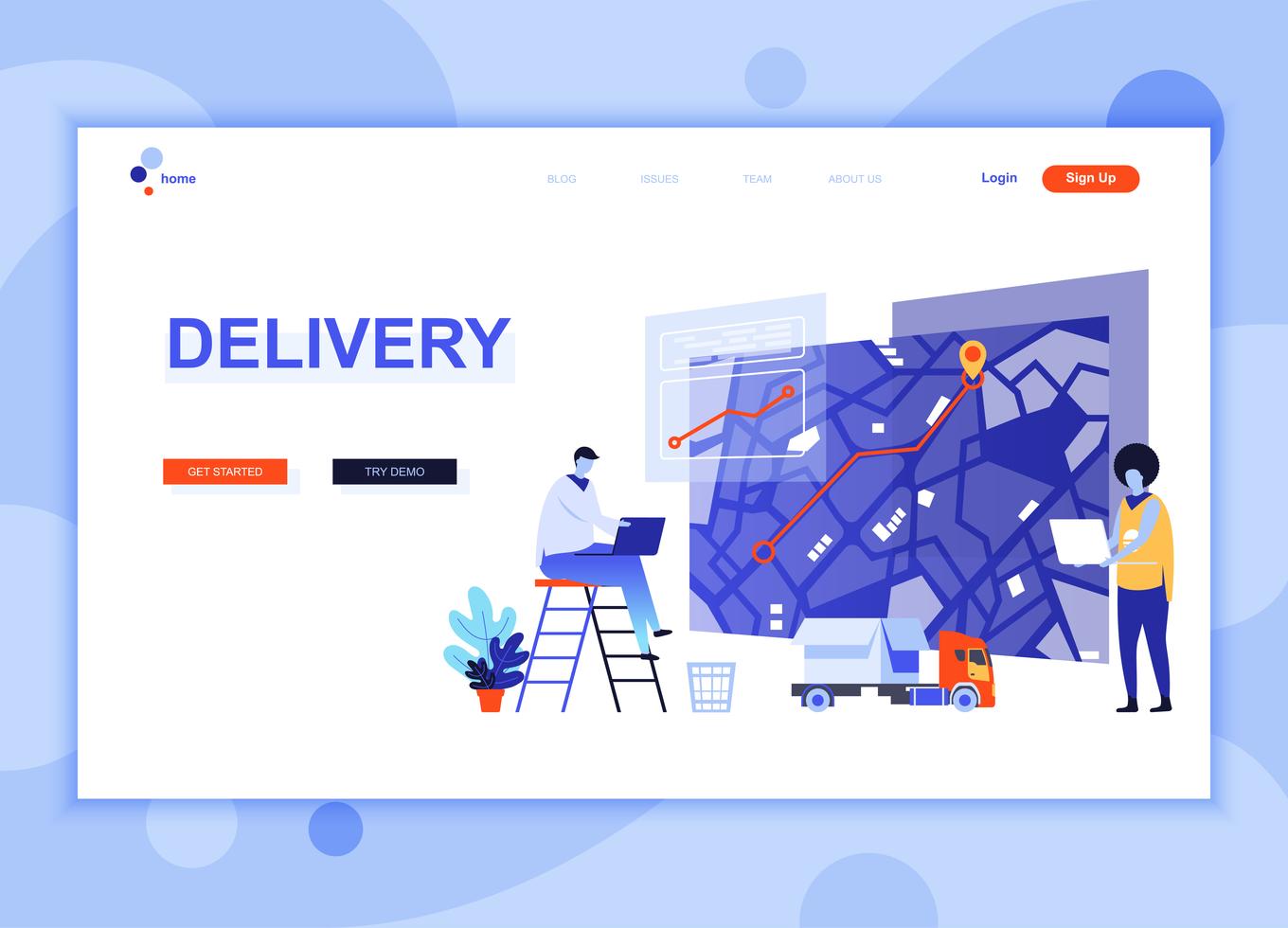 Modern flat web page design template concept of Worldwide Delivery ...