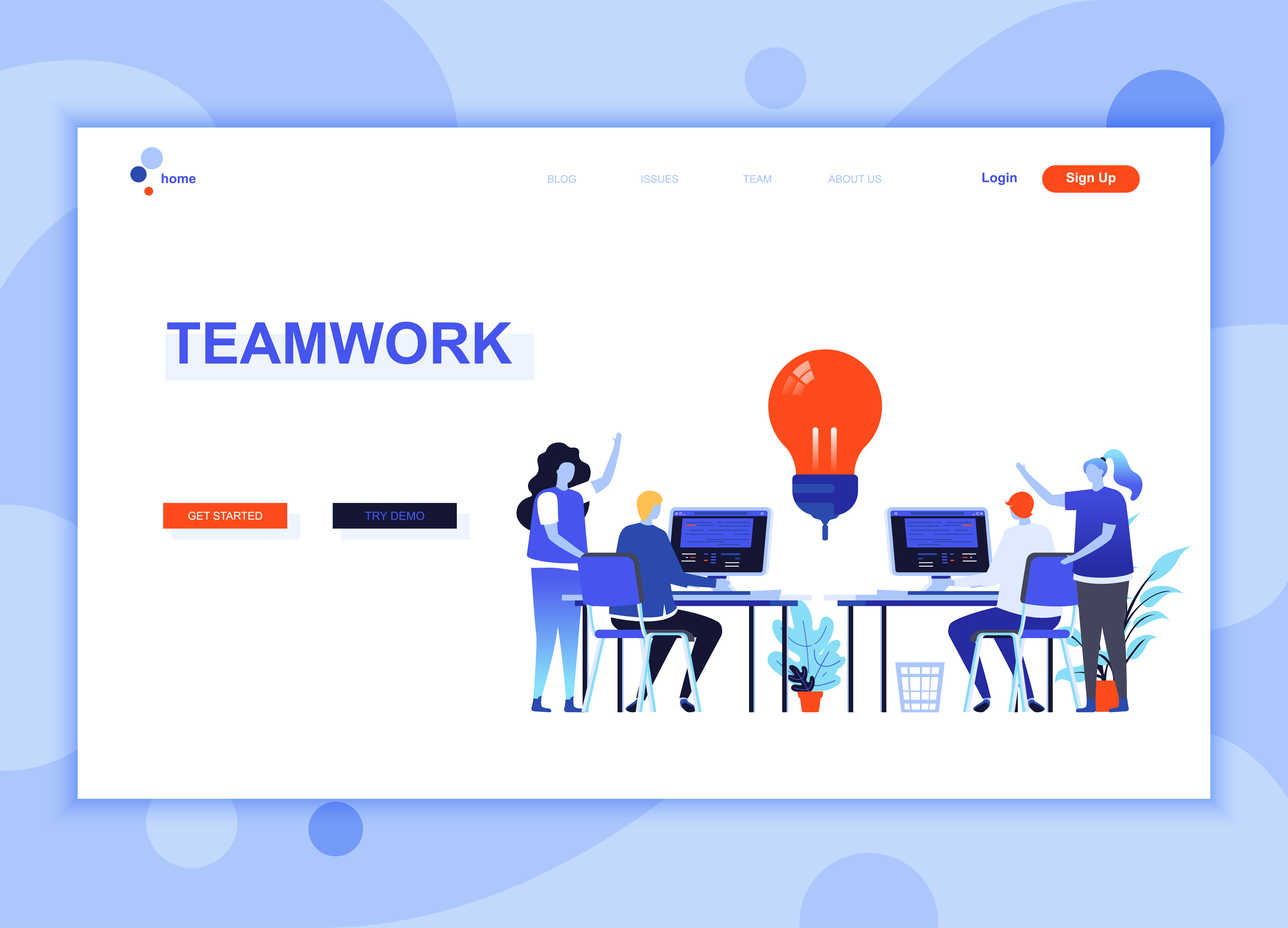 Modern Flat Web Page Design Template Concept Of Teamwork Decorated People Character For Website
