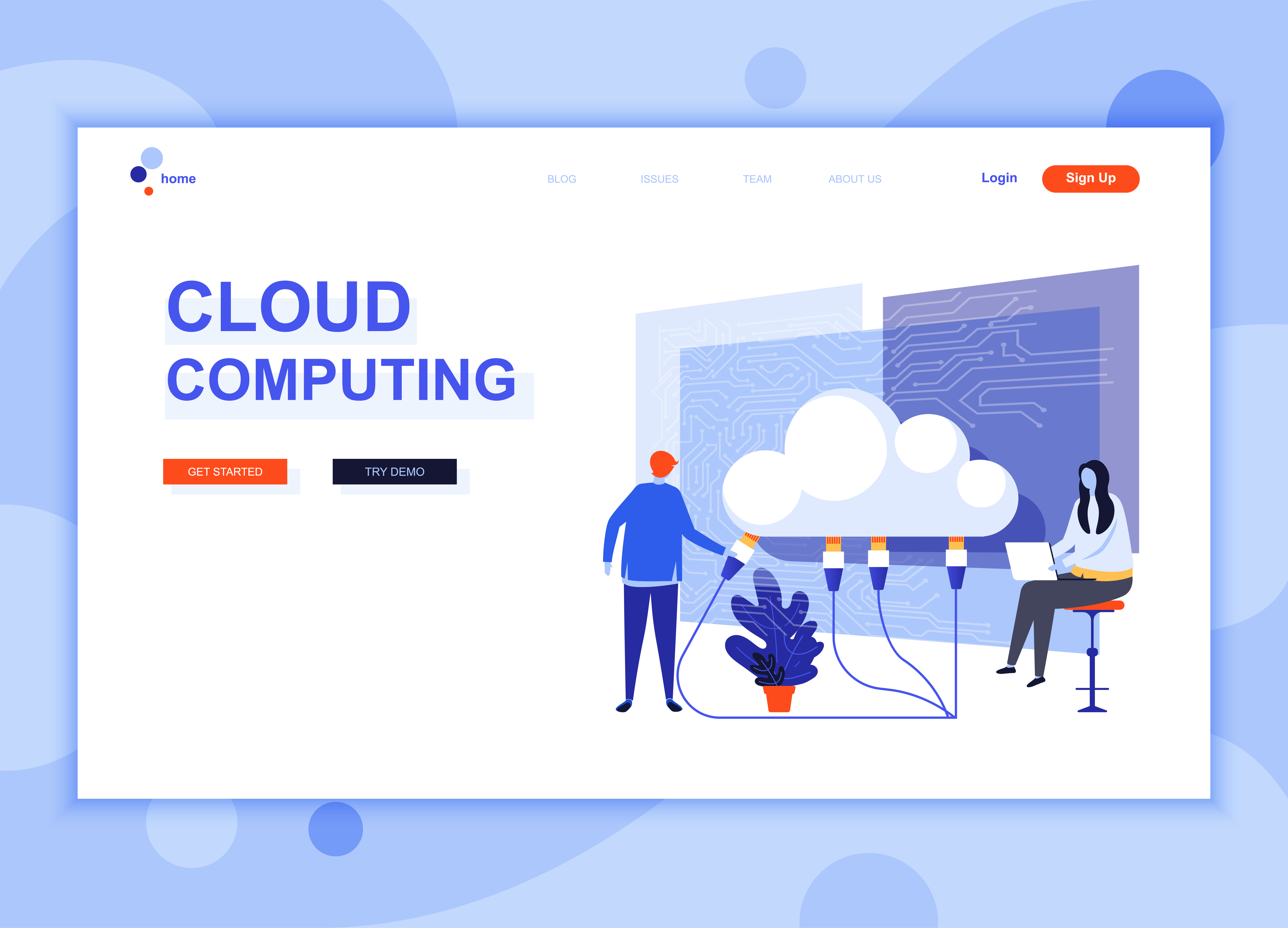 Modern flat web page design template concept of Cloud Technology ...