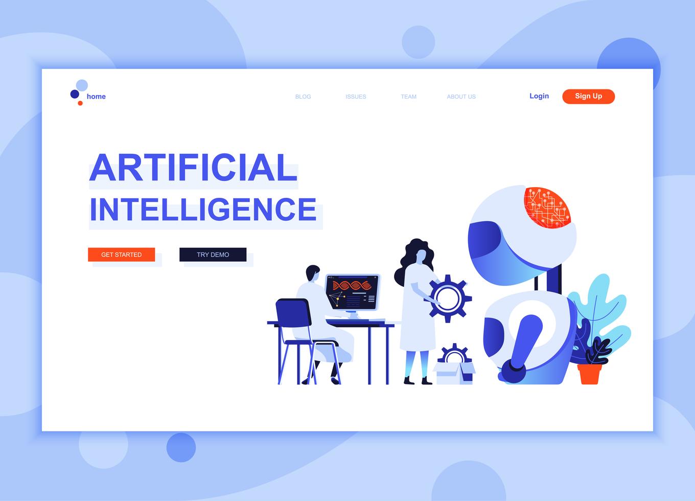 Modern flat web page design template concept of Artificial Intelligence ...
