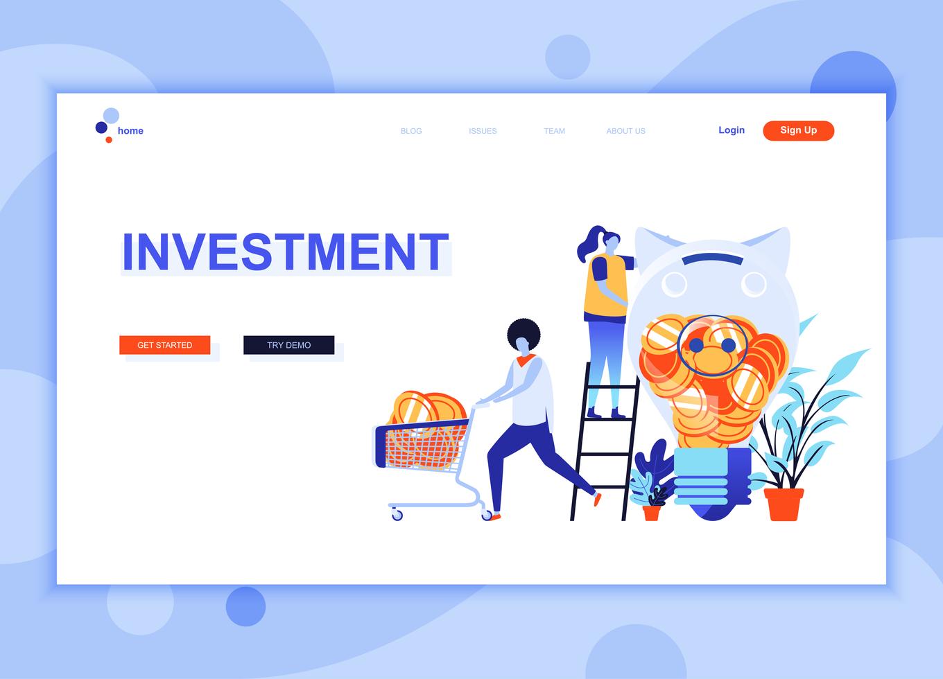 Modern flat web page design template concept of Business Investment ...