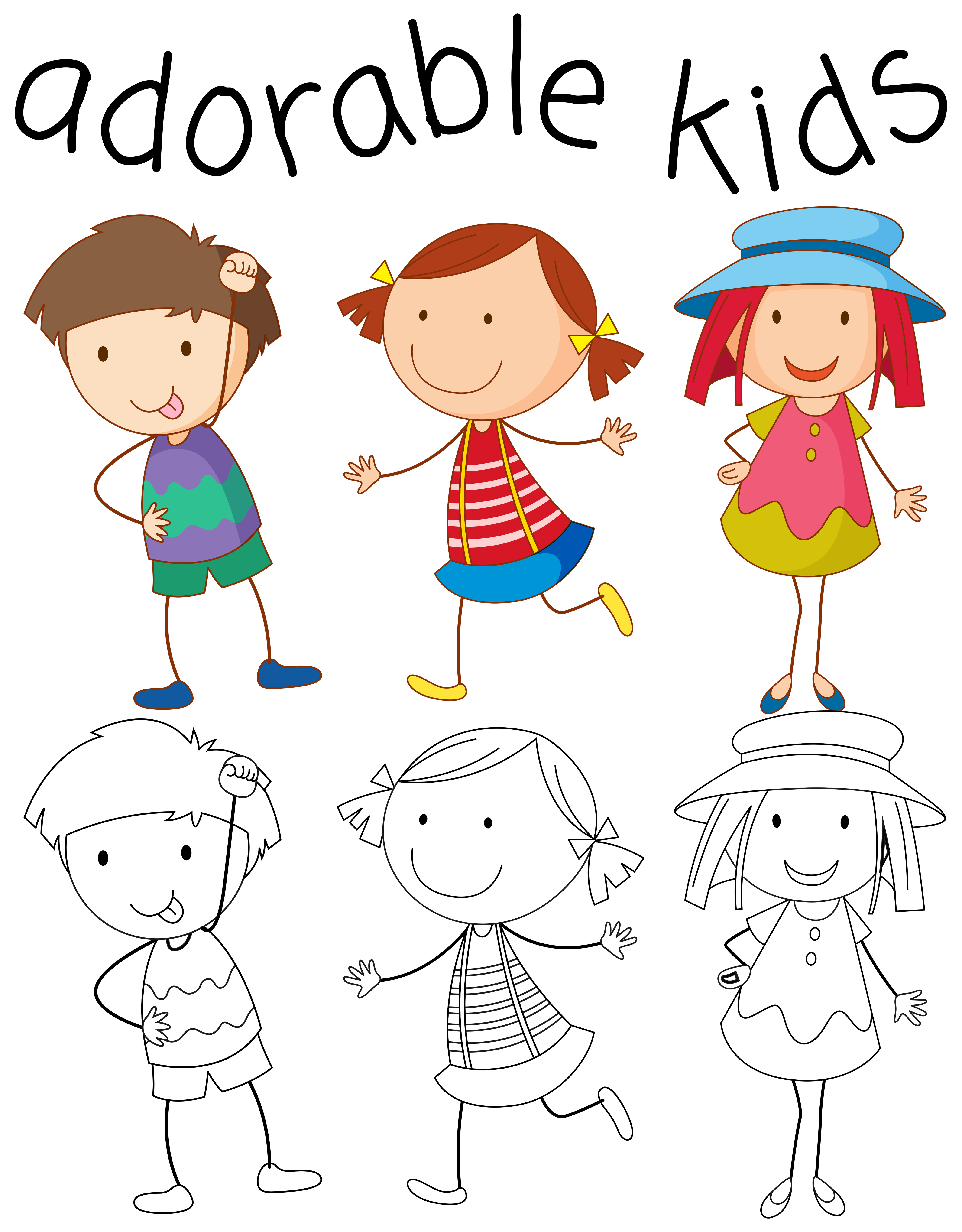 Set of doodle adorable kids 520071 Vector Art at Vecteezy Set of doodle adorable kids 520071 Vector Art at Vecteezy