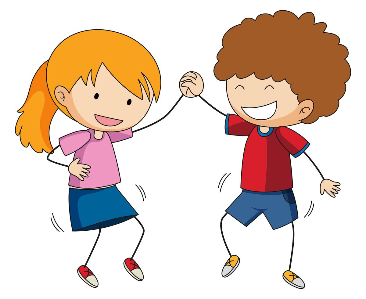 Happy doodle boy and girl 520368 Vector Art at Vecteezy