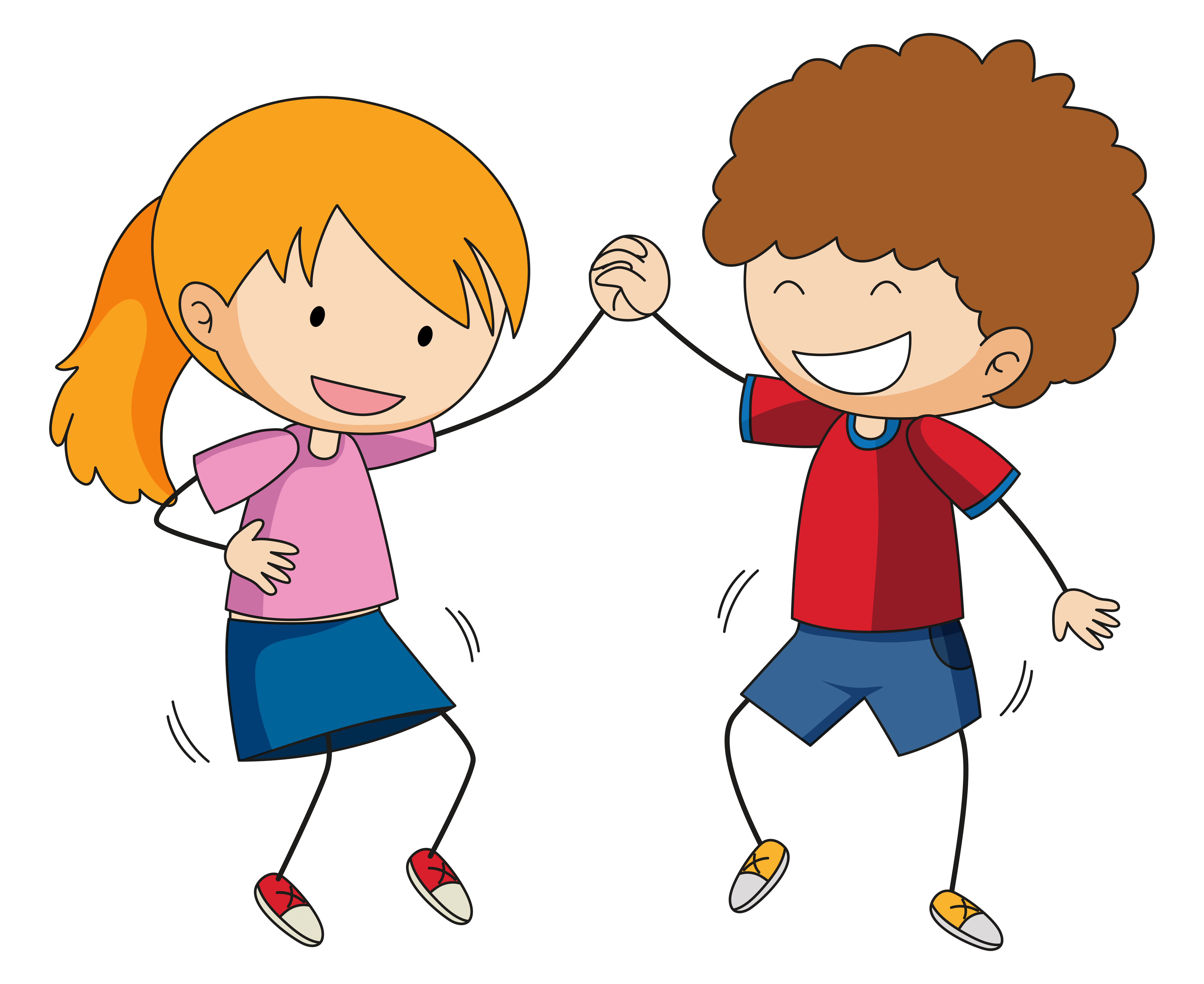 Happy doodle boy and girl 520368 Vector Art at Vecteezy