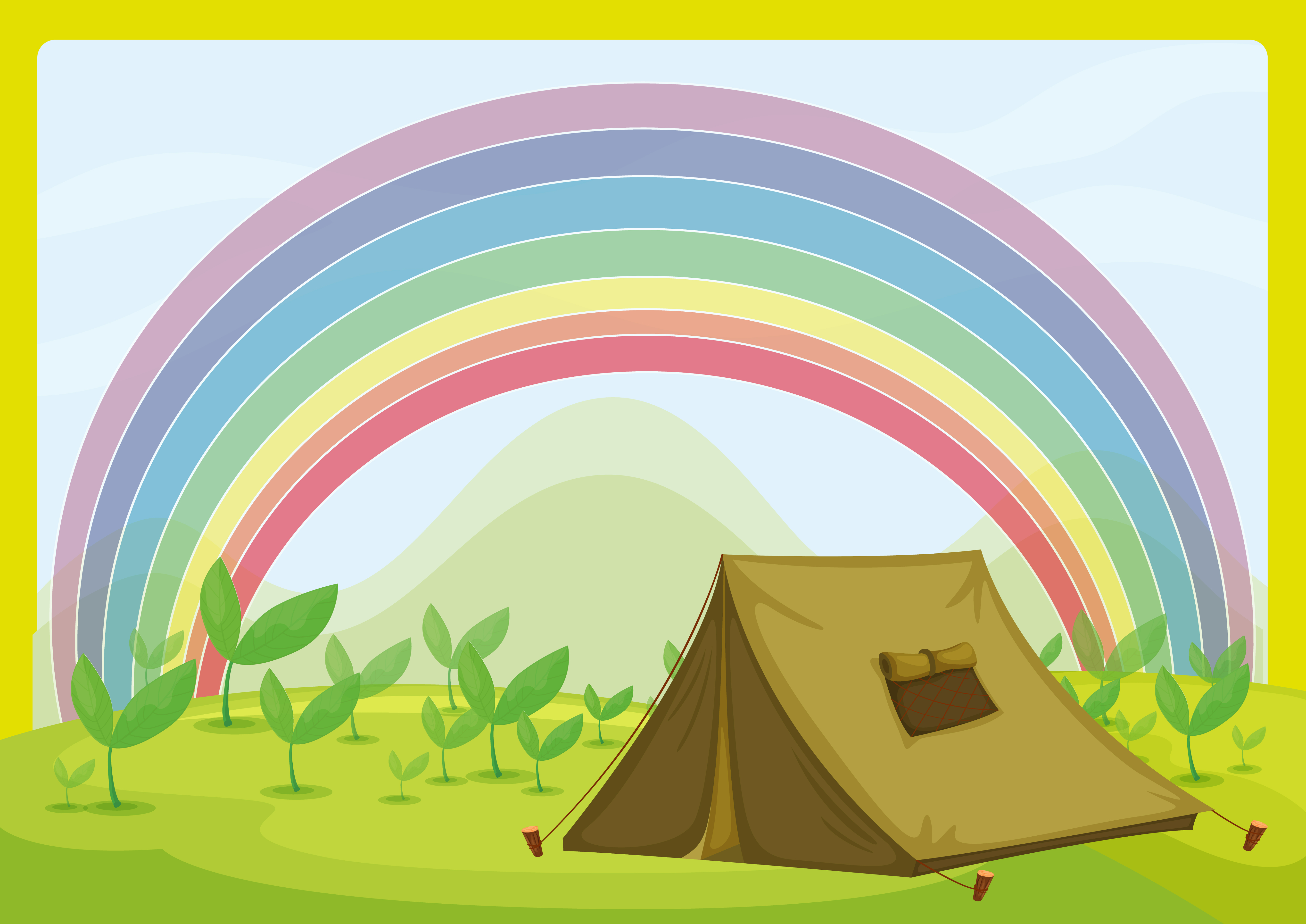 A tent and a rainbow 521760 Vector Art at Vecteezy