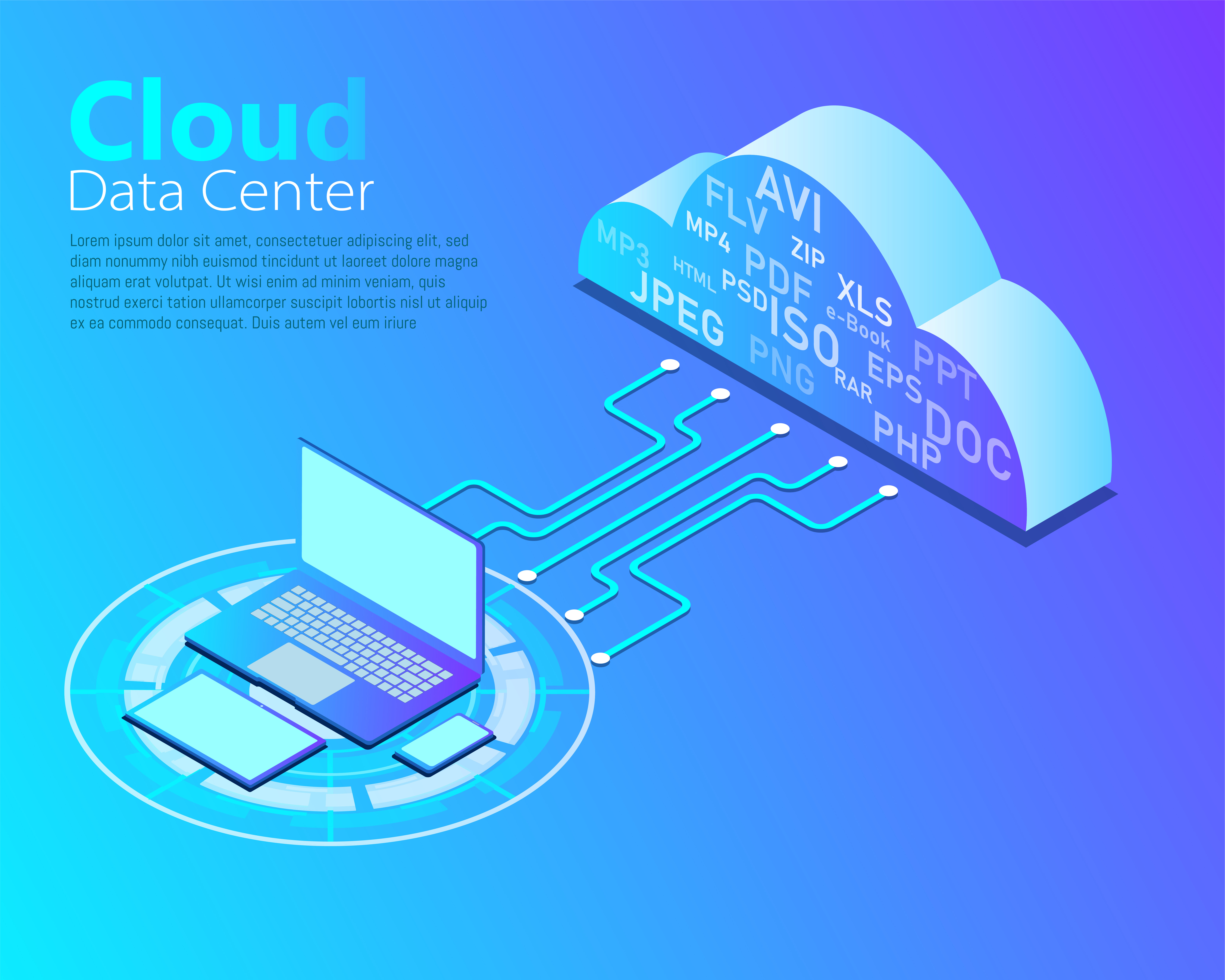 Vector of cloud data center, cloud computing technology, isometric ... Vector of cloud data center, cloud computing technology, isometric ...