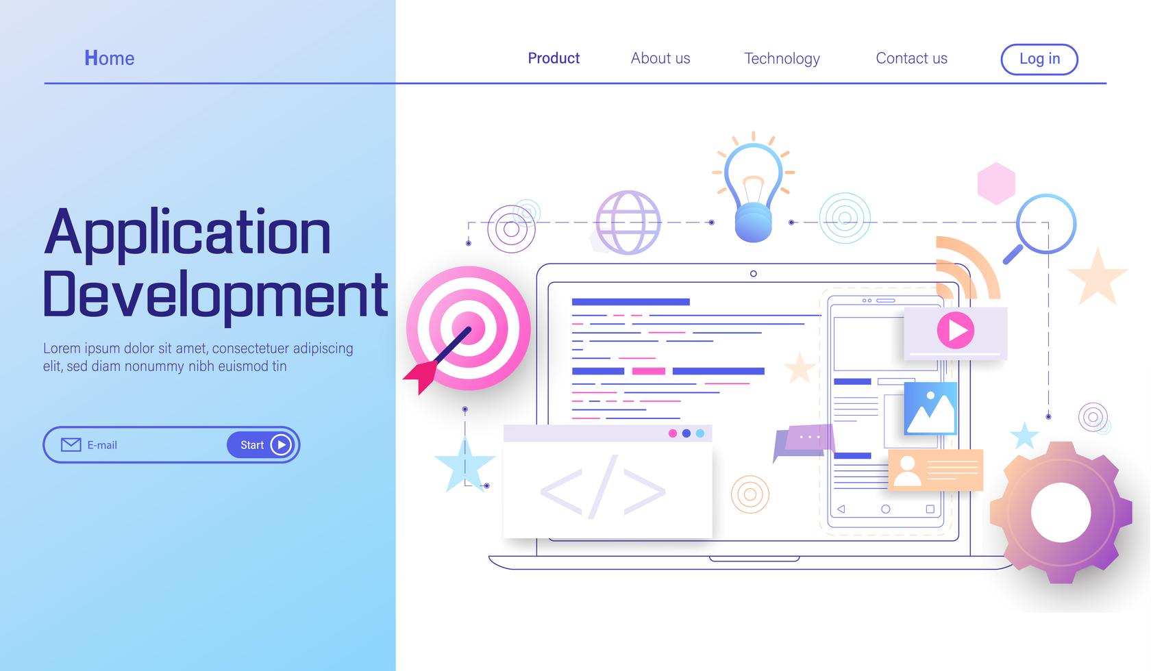 Application Development and web development modern flat design concept ...