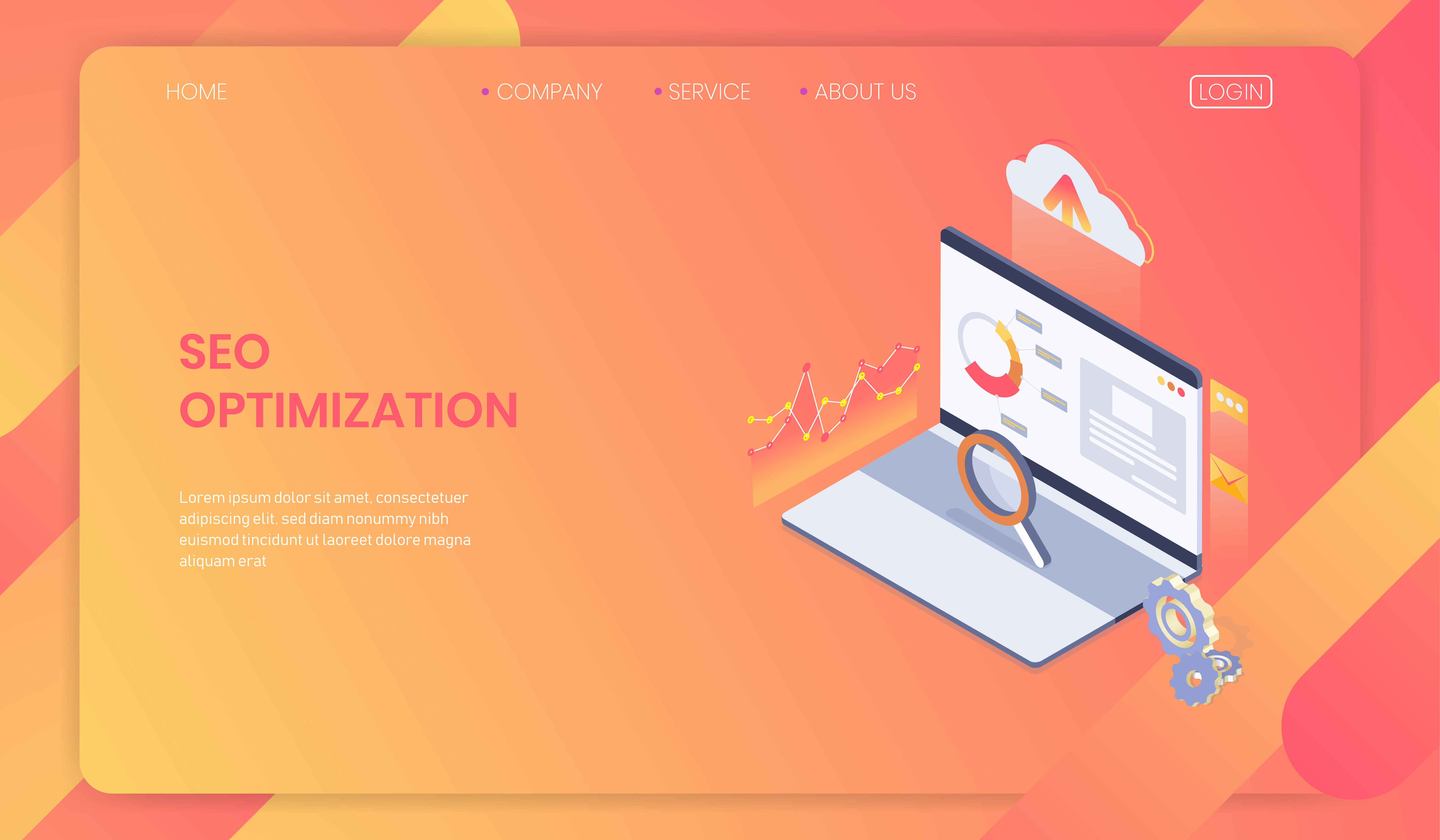 Seo optimization web page template concept, Isometric web analytic ...