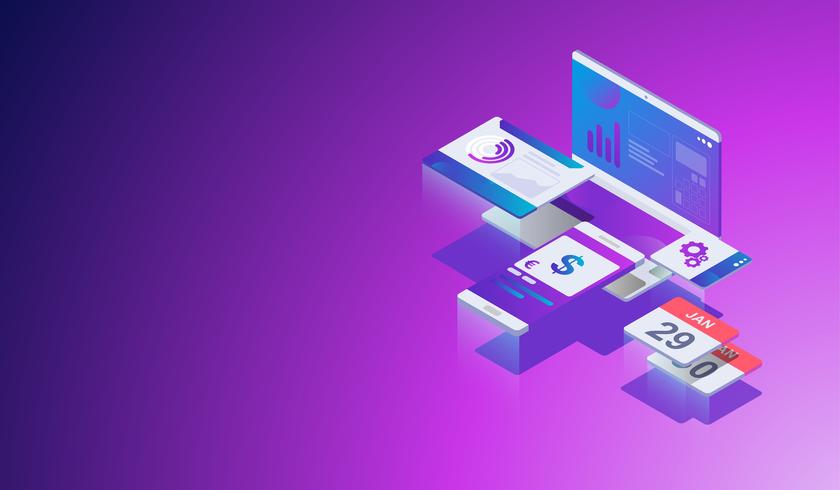 Financial analytic on screen laptop and smartphone concept. infographic ...