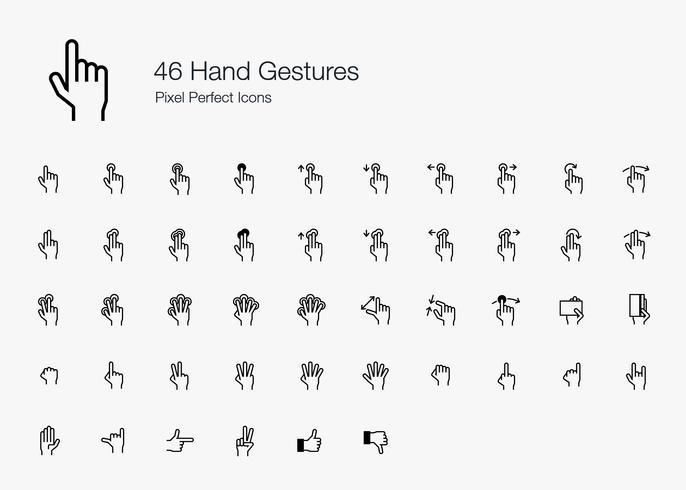 Hand Finger Gestures Pixel Perfect Icons Hand Line. 523660 Vector Art ... Hand Finger Gestures Pixel Perfect Icons Hand Line. 523660 Vector Art ...