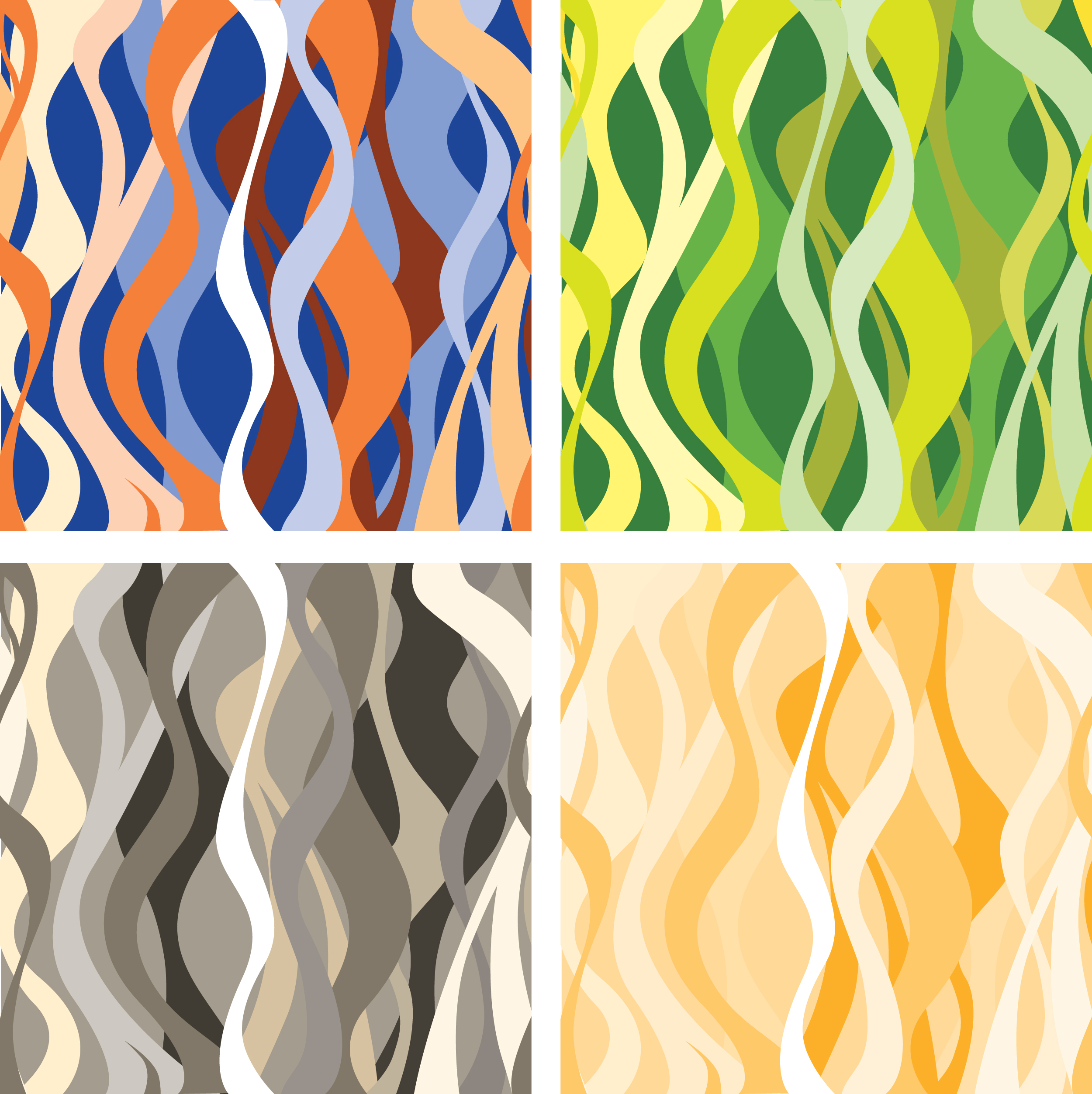 Wave seamless pattern set. Abstract wavy floral ornaments 523935 Vector ...