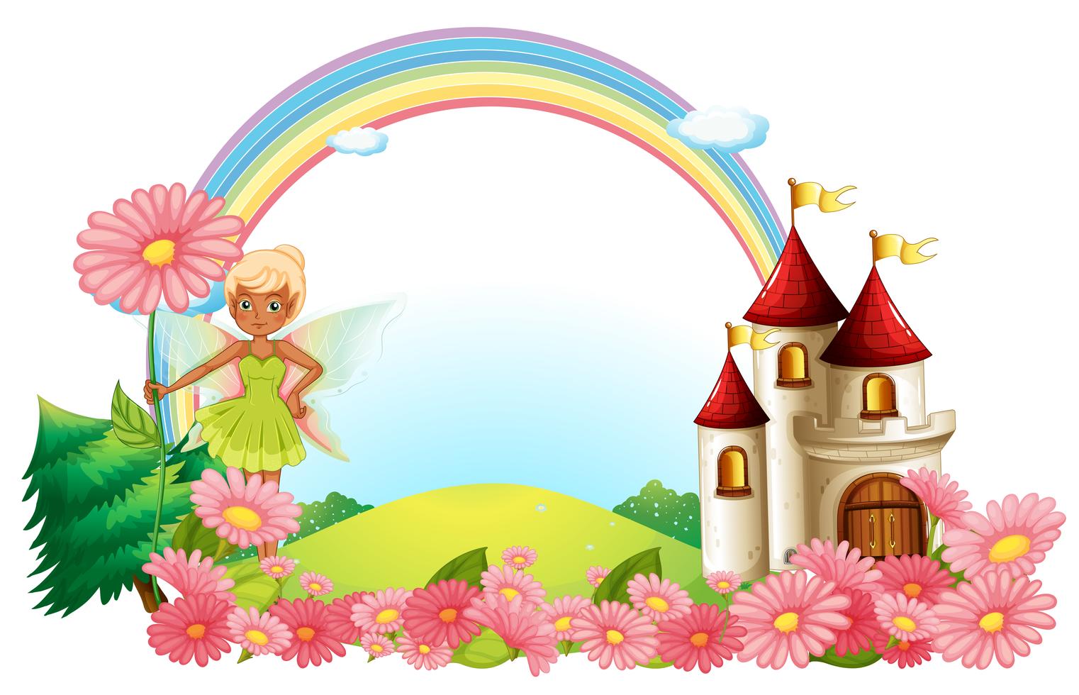 A pixie and a castle 525809 Vector Art at Vecteezy