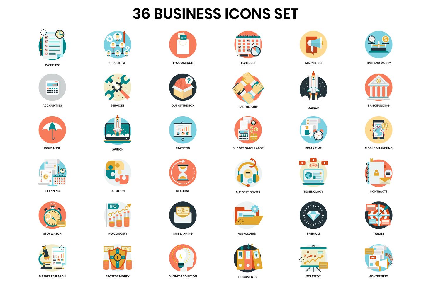 Business icons set for business 527572 Vector Art at Vecteezy