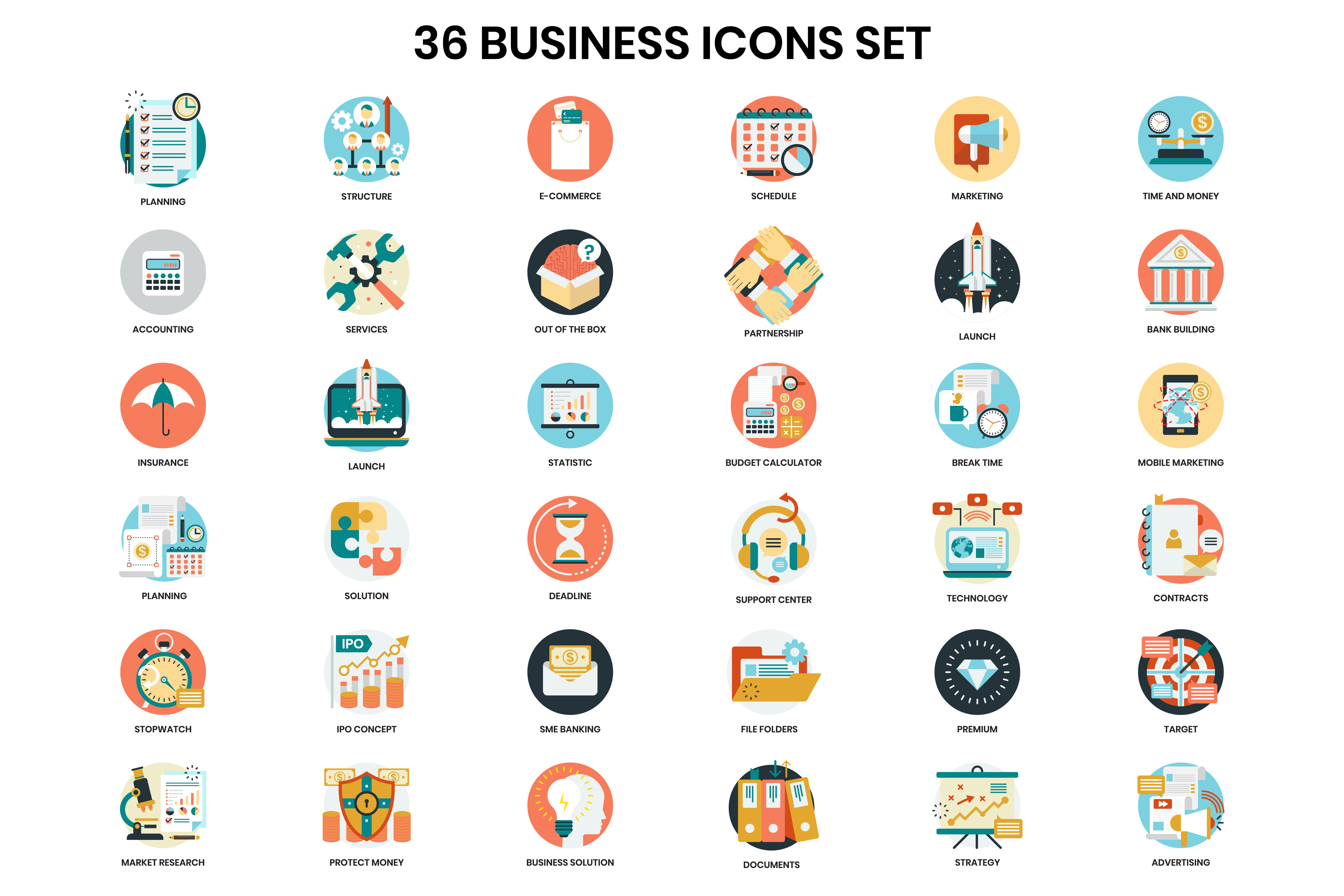 Business icons set for business 527572 Vector Art at Vecteezy